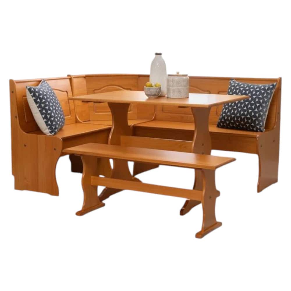 SlickBlue - 3-Piece Corner Set with Reversible Bench in Wood Finish ...