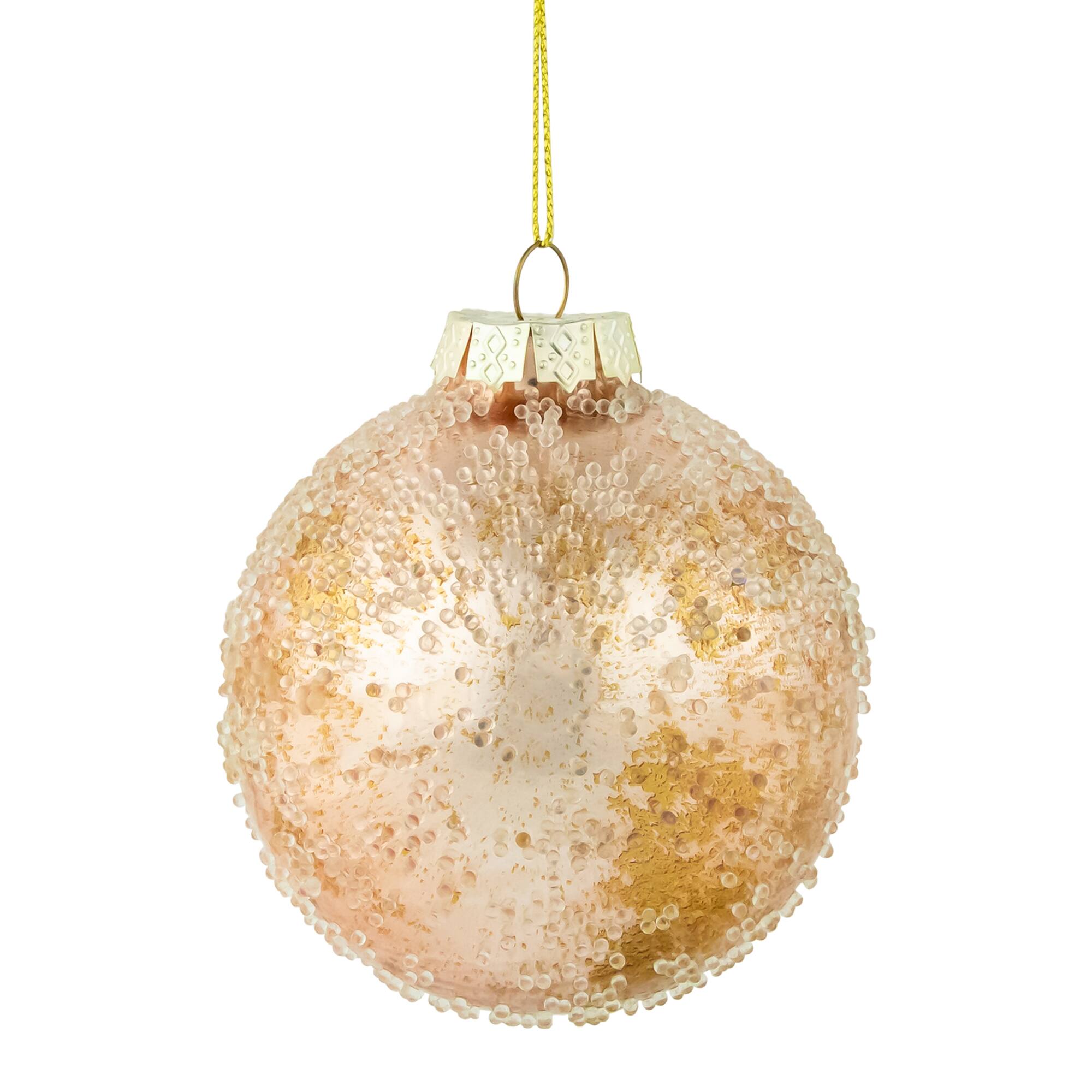 Northlight Frosted Fused Glass Christmas Ball Ornament 3.25" Rose Gold ...