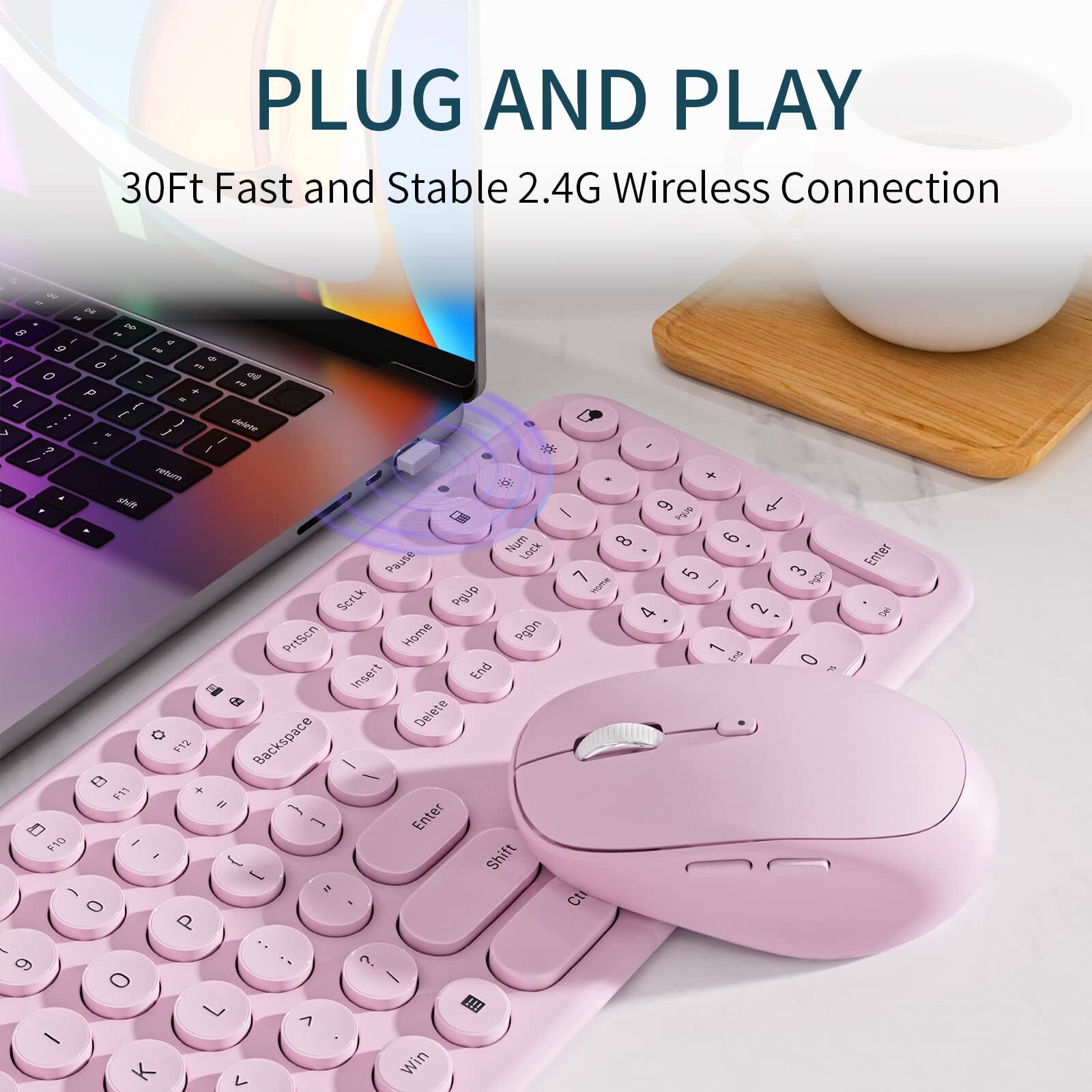 Cozy Serene Wireless Mouse Combo hz Aesthetic Quiet Pink And 110 Keys ...