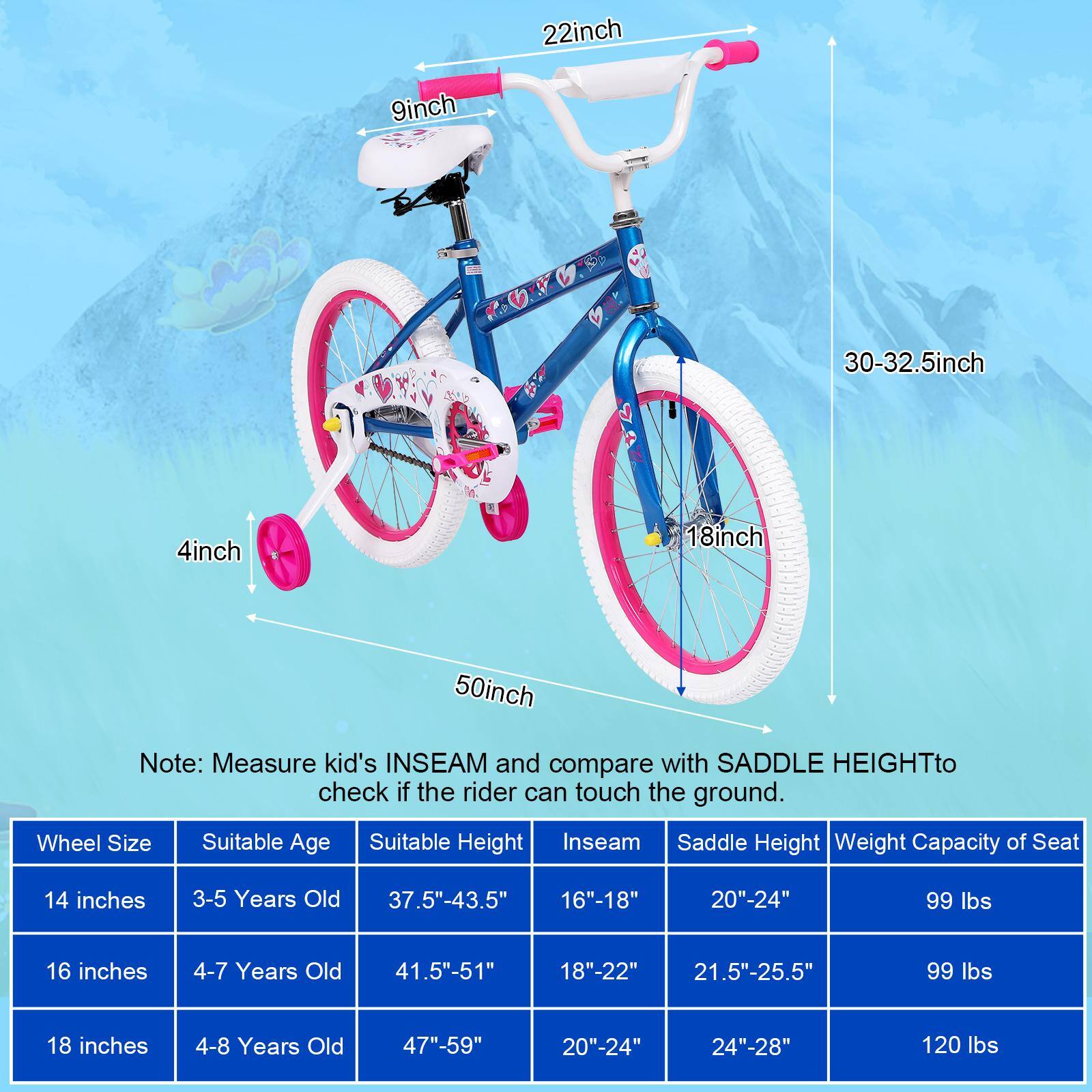 SKONYON Kids Bike 18 inch Bicycle for Girls Ages 6 12 Years Blue 18" Kids Bike - Best Buy