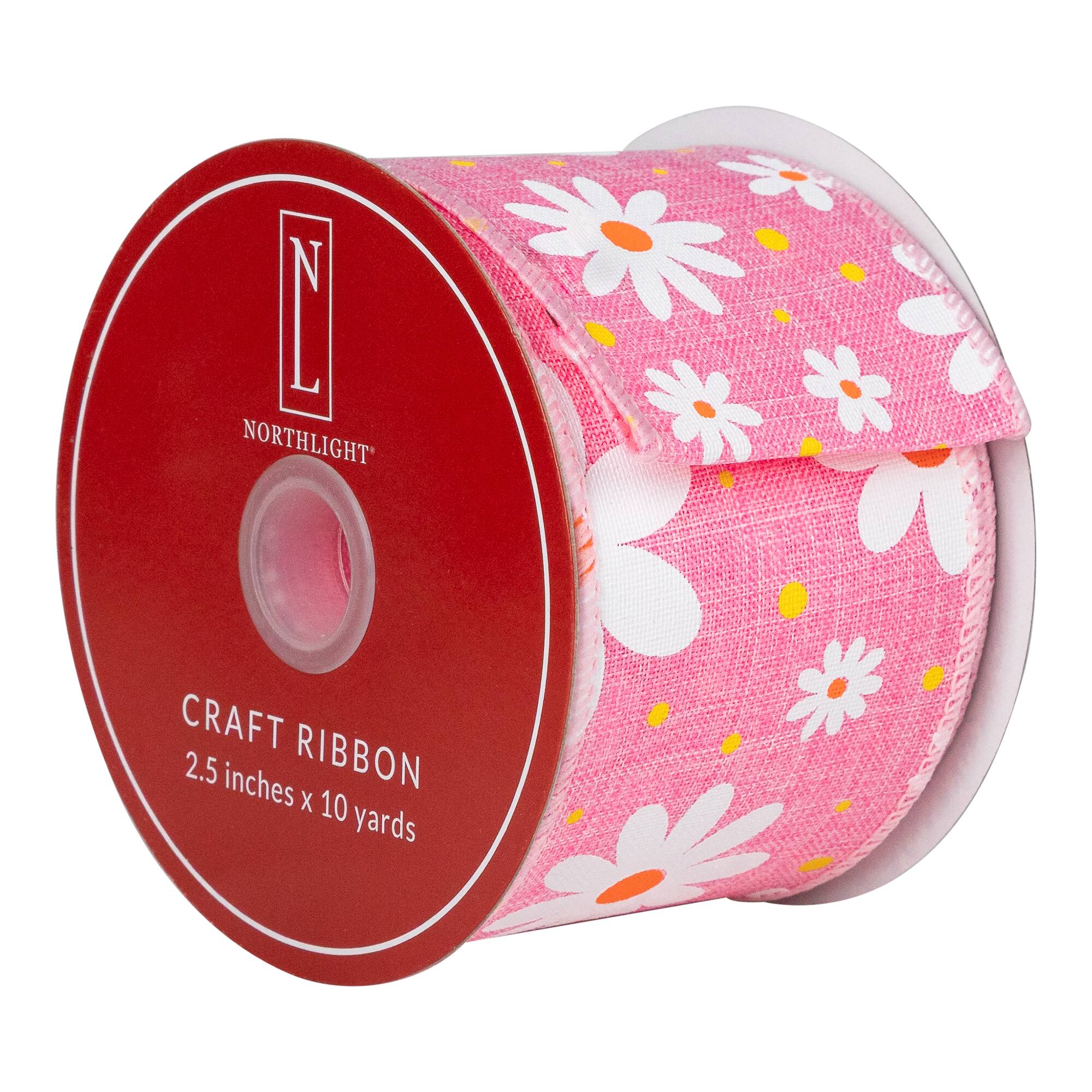 Northlight and White Floral Spring Easter Wired Craft Ribbon 2.5" x 10 ...