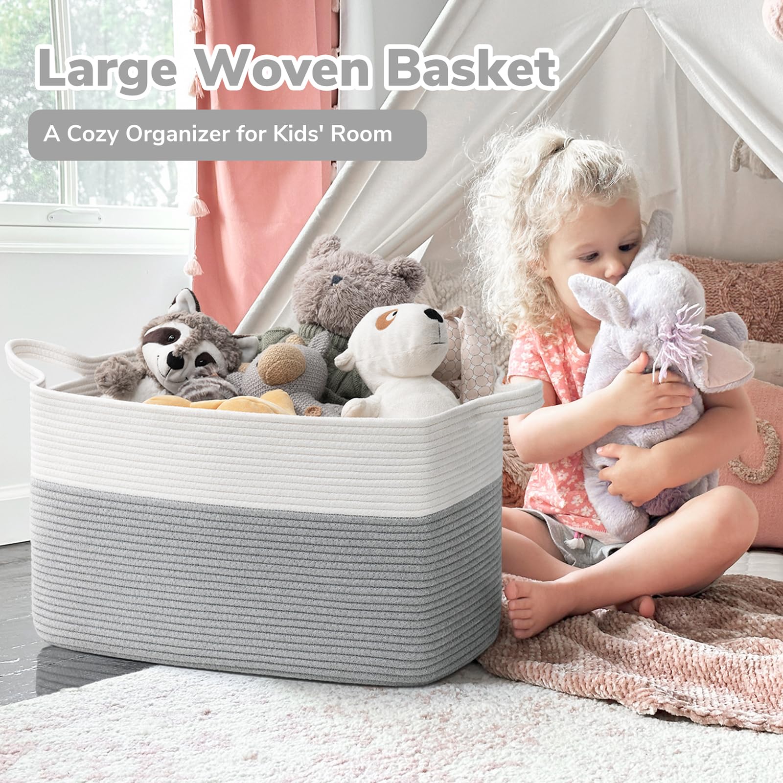 Dapper Styles Storage Basket Cotton Rope Baskets Bin For Woven With ...