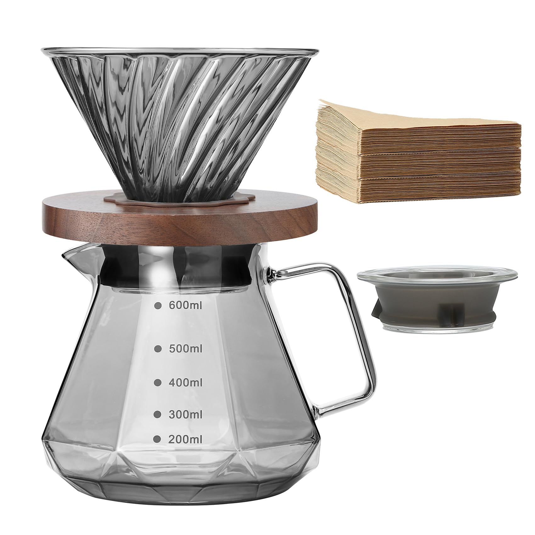 Dapper Styles Pour Over Coffee Maker Borosilicate Glass Carafe With 100 ...