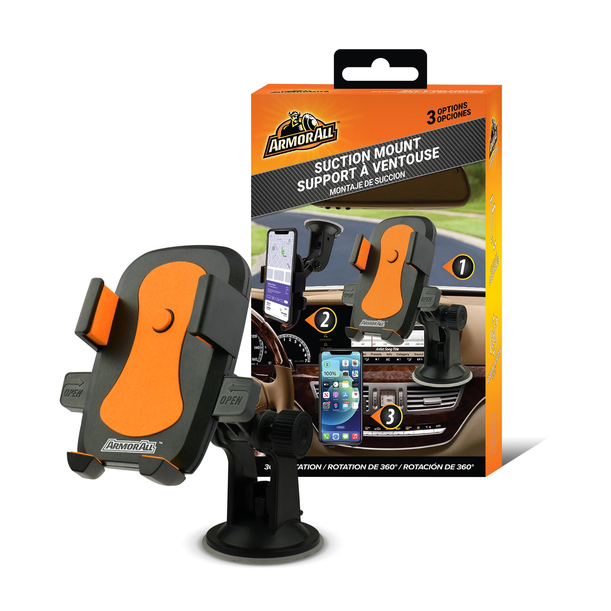 Armor All Universal Suction Phone Mount For Phone and GPS Black AMK3 ...