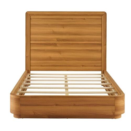 Hivvago Queen Modern Wood Platform Bed Frame with Round Corners and ...