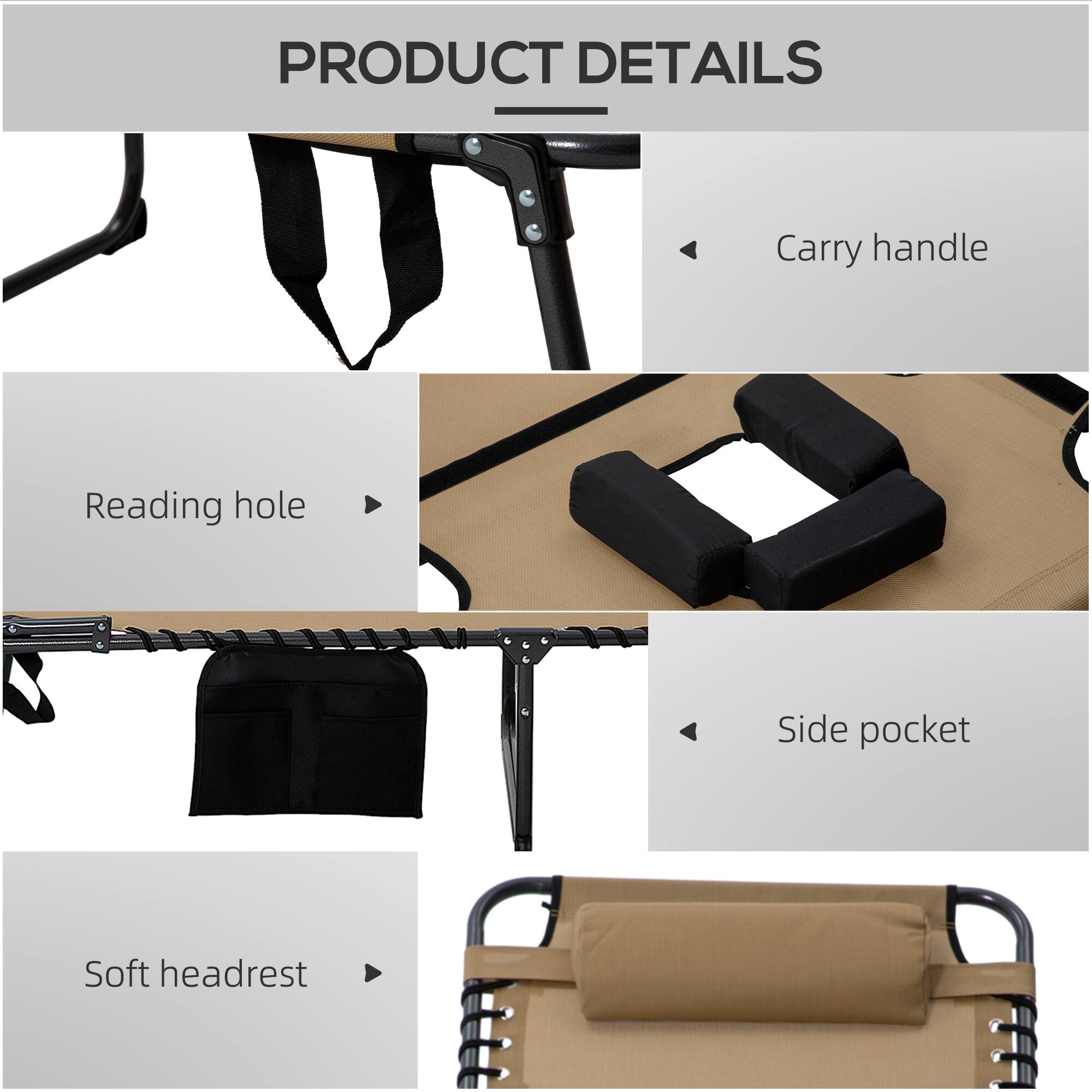 Outsunny 2 Piece Folding Chaise Lounge with 5 level Reclining Back ...