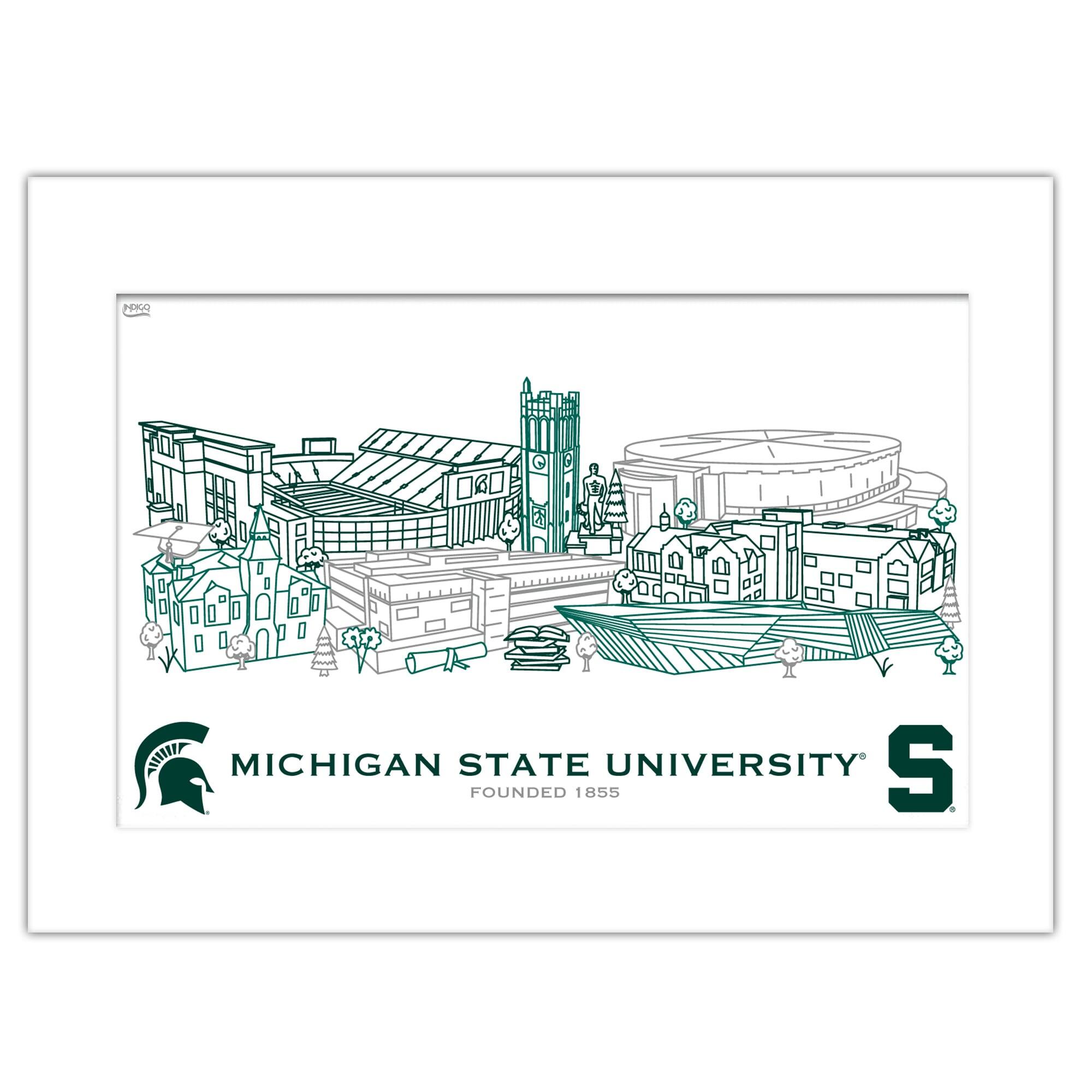 Indigo Falls Michigan State Spartans 11" x 14" Matted Campus Wall Art ...