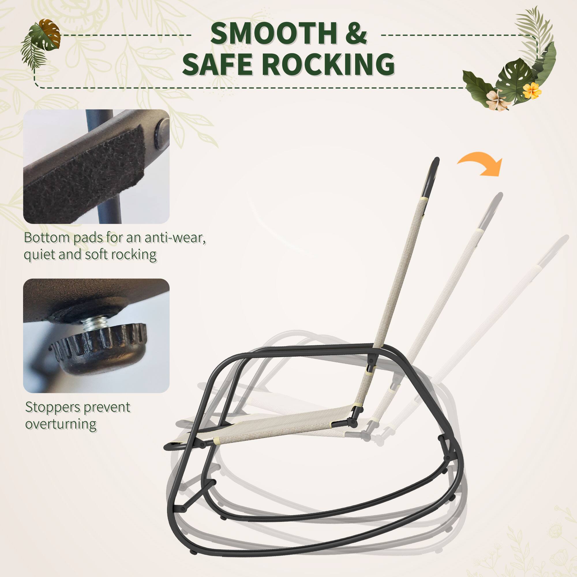 Outsunny Garden Rocking Chair, Outdoor Indoor Sling Fabric Rocker for ...