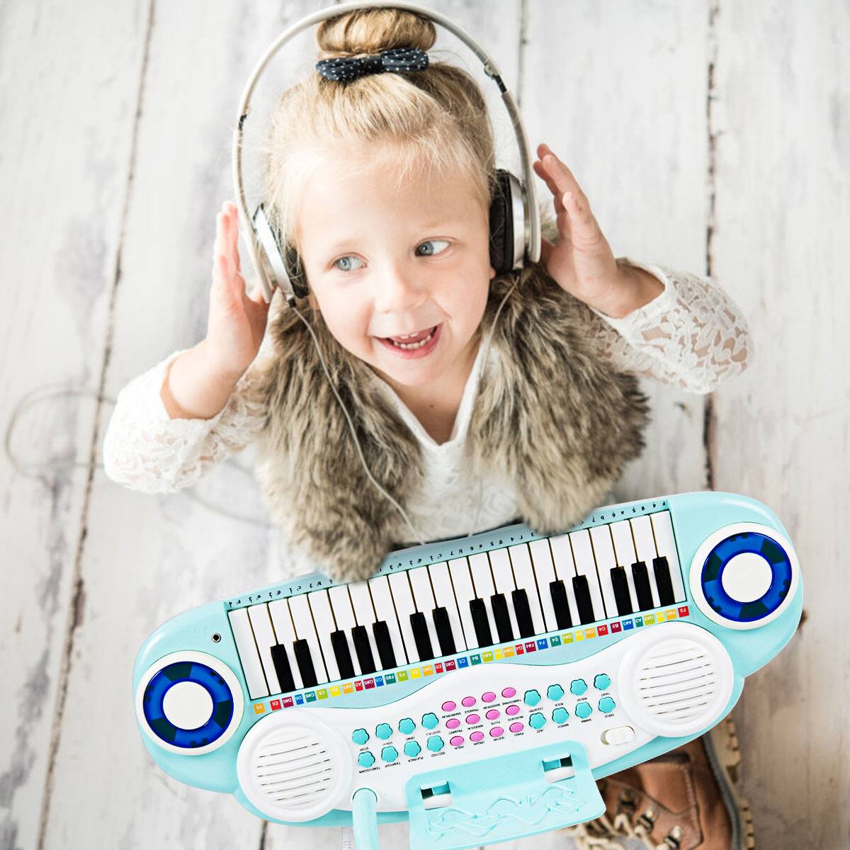 Costway 37 Key Toy Keyboard Piano Electronic Musical Instrument Blue ...