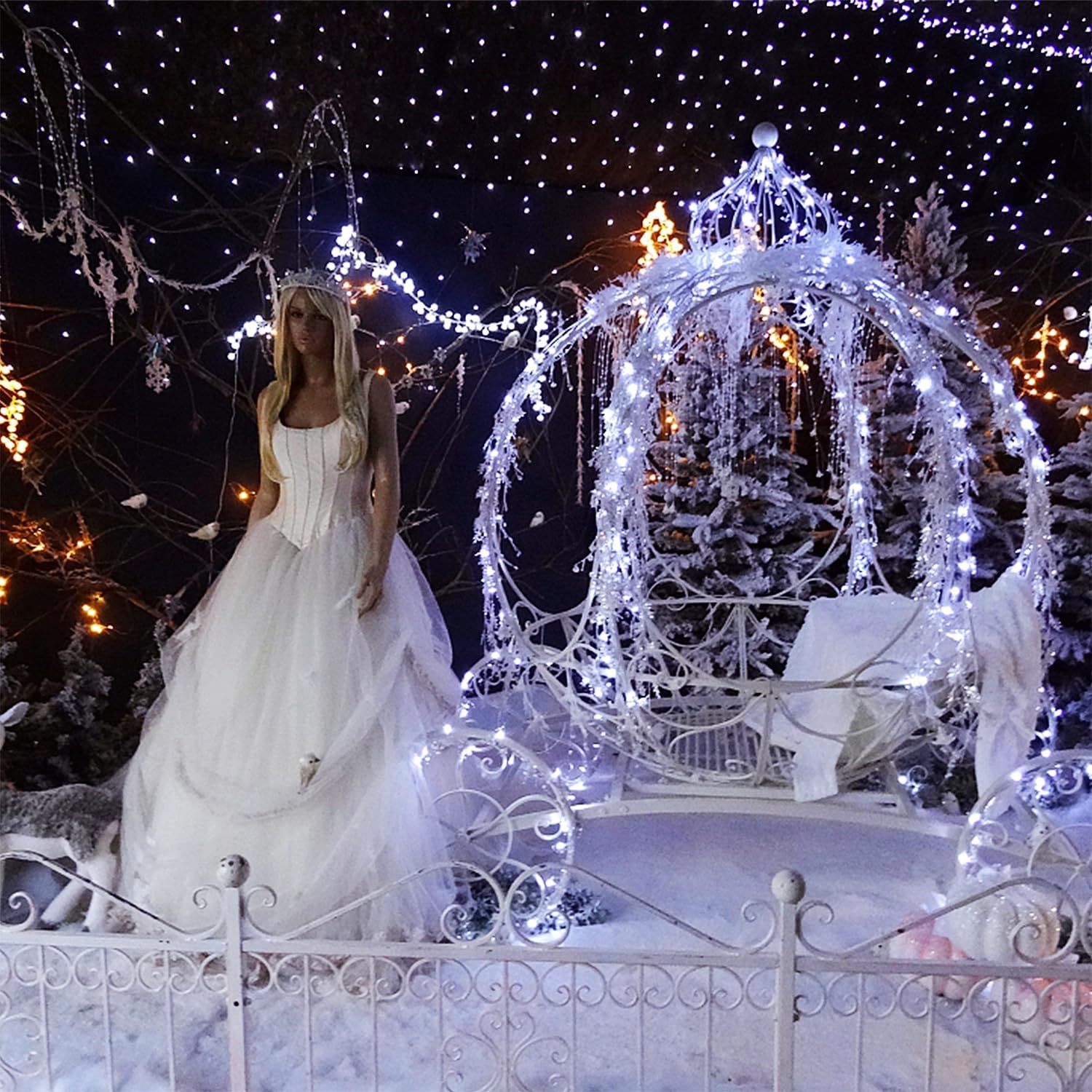 Schertz 1000 LED 328FT Christmas String Lights, Green Wire, Remote & 8 ...