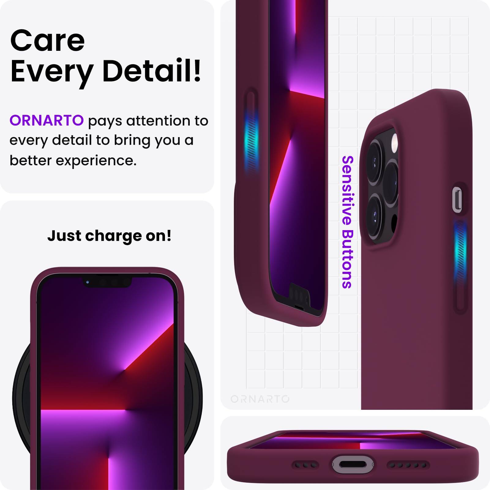 Ornarto Compatible with iPhone 13 Pro Case 6.1", Slim Liquid Silicone 3 ...