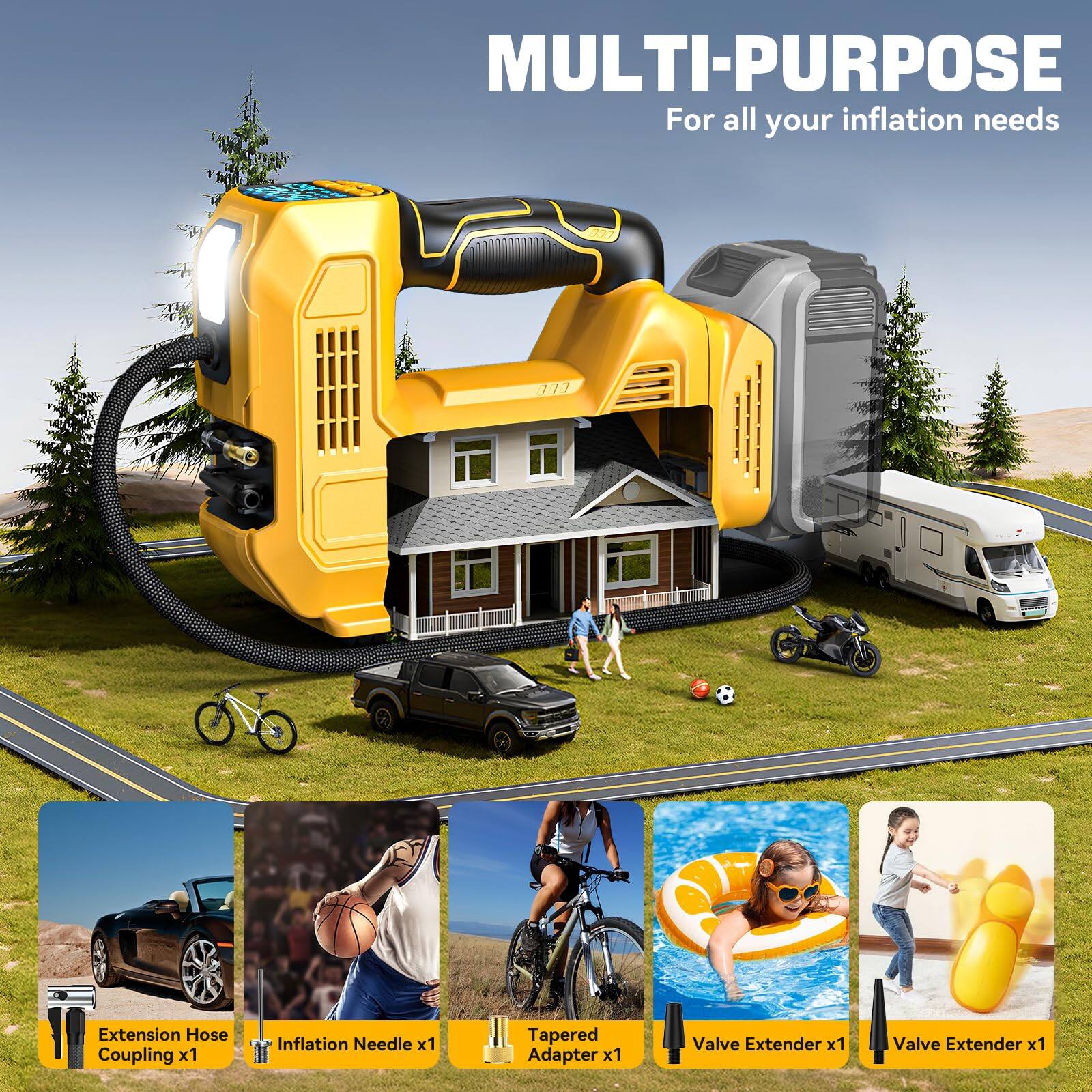 JETRANSPORT Cordless Tire Inflator Air Compressor Compatible With ...