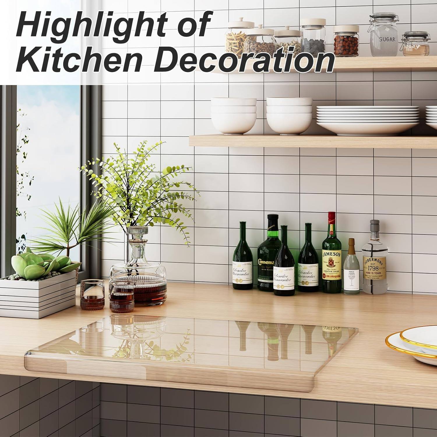 PARKER SLATER Clear Acrylic Cutting Board with Counter Lip, Anti Slip ...