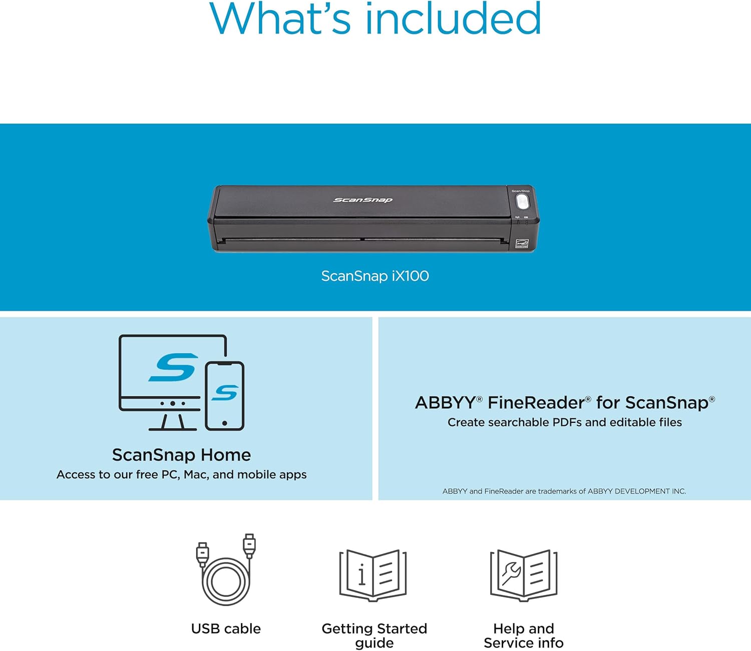 Ricoh ScanSnap iX100 Wireless Mobile Portable Scanner for Mac or PC, PA03688 B005 Black PA03688 ...