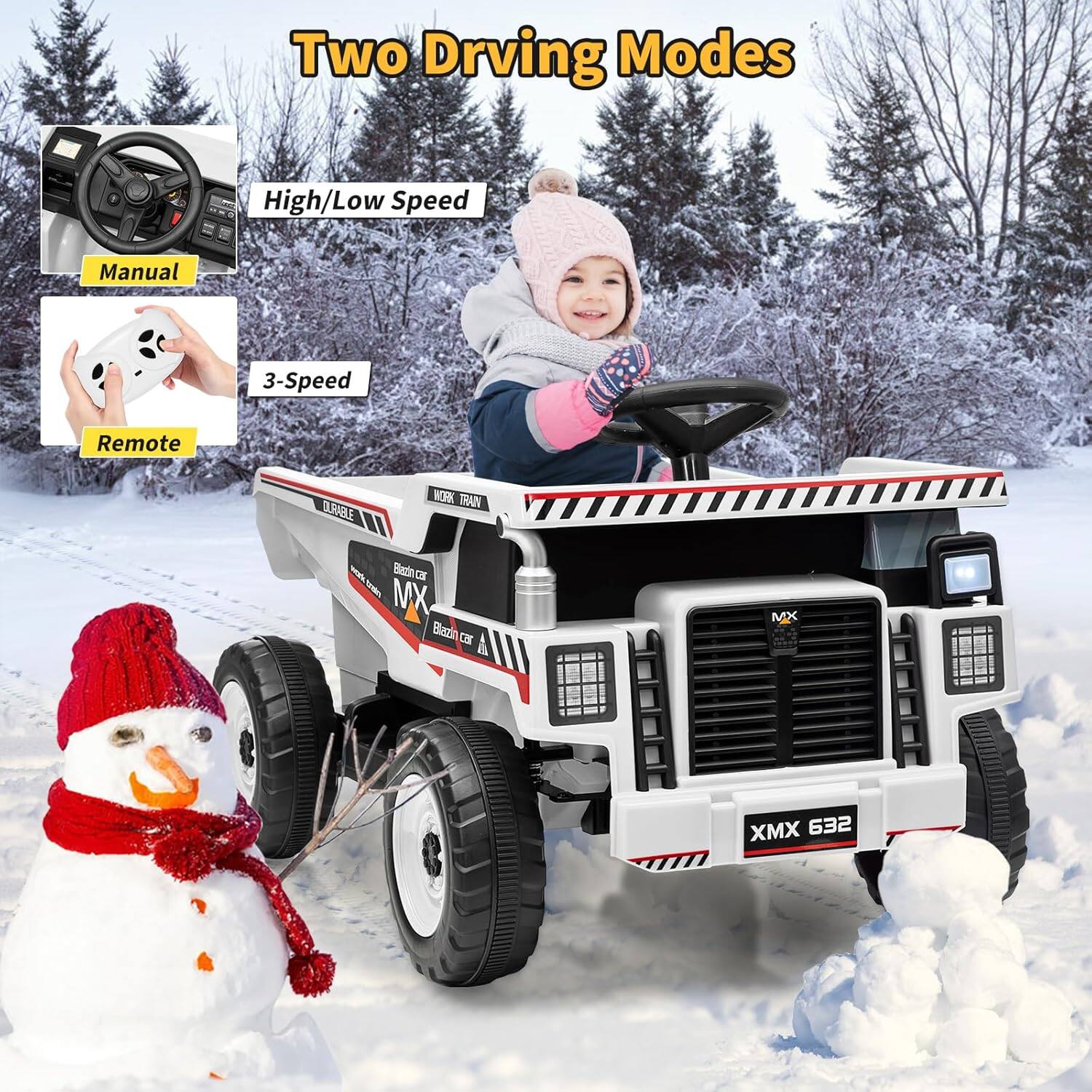 Acekool 12V Kids Ride On Dump Truck, Electric Construction Vehicle with ...