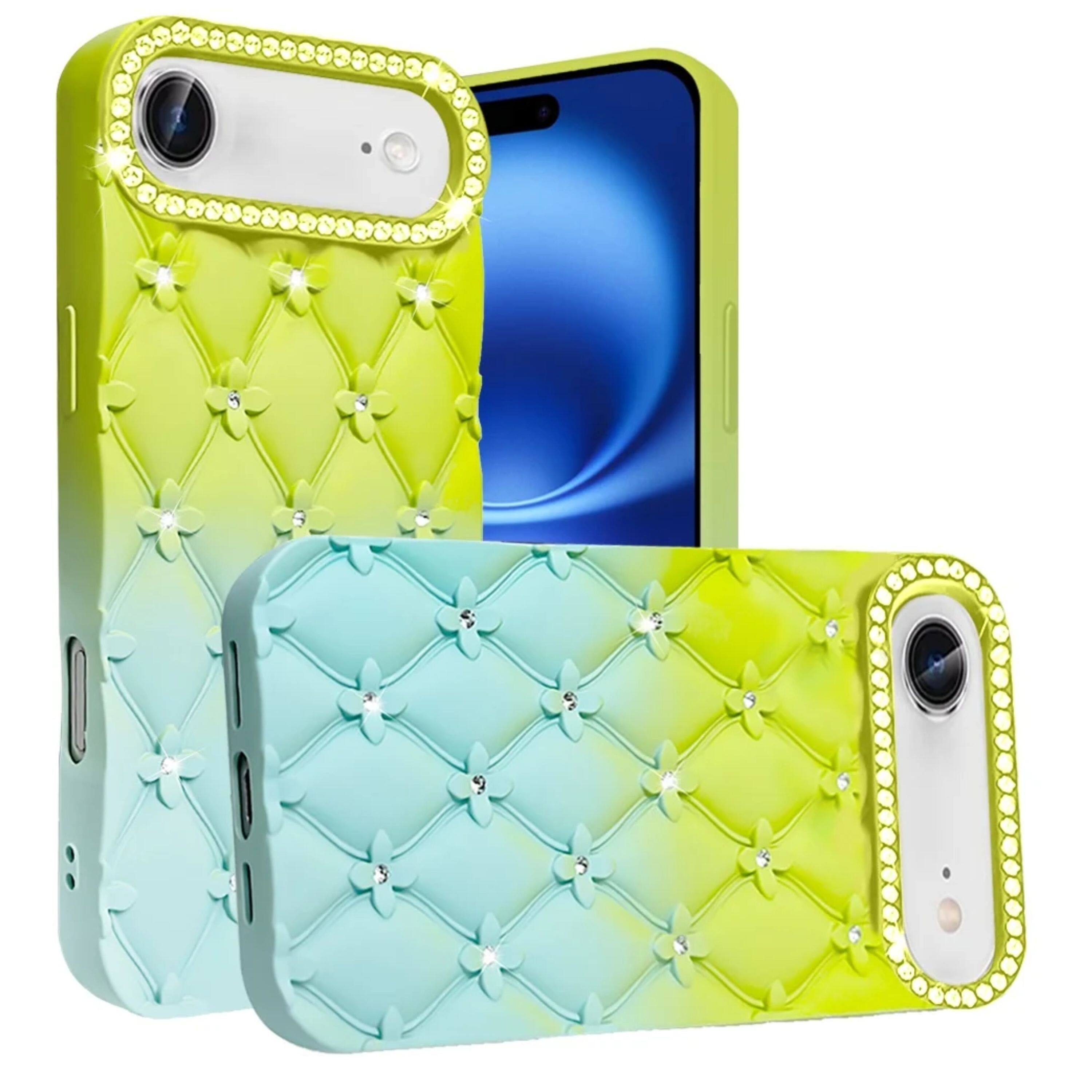 Kitcheniva Diamond Pattern Design Rubber Phone Case With Tempered Glass ...