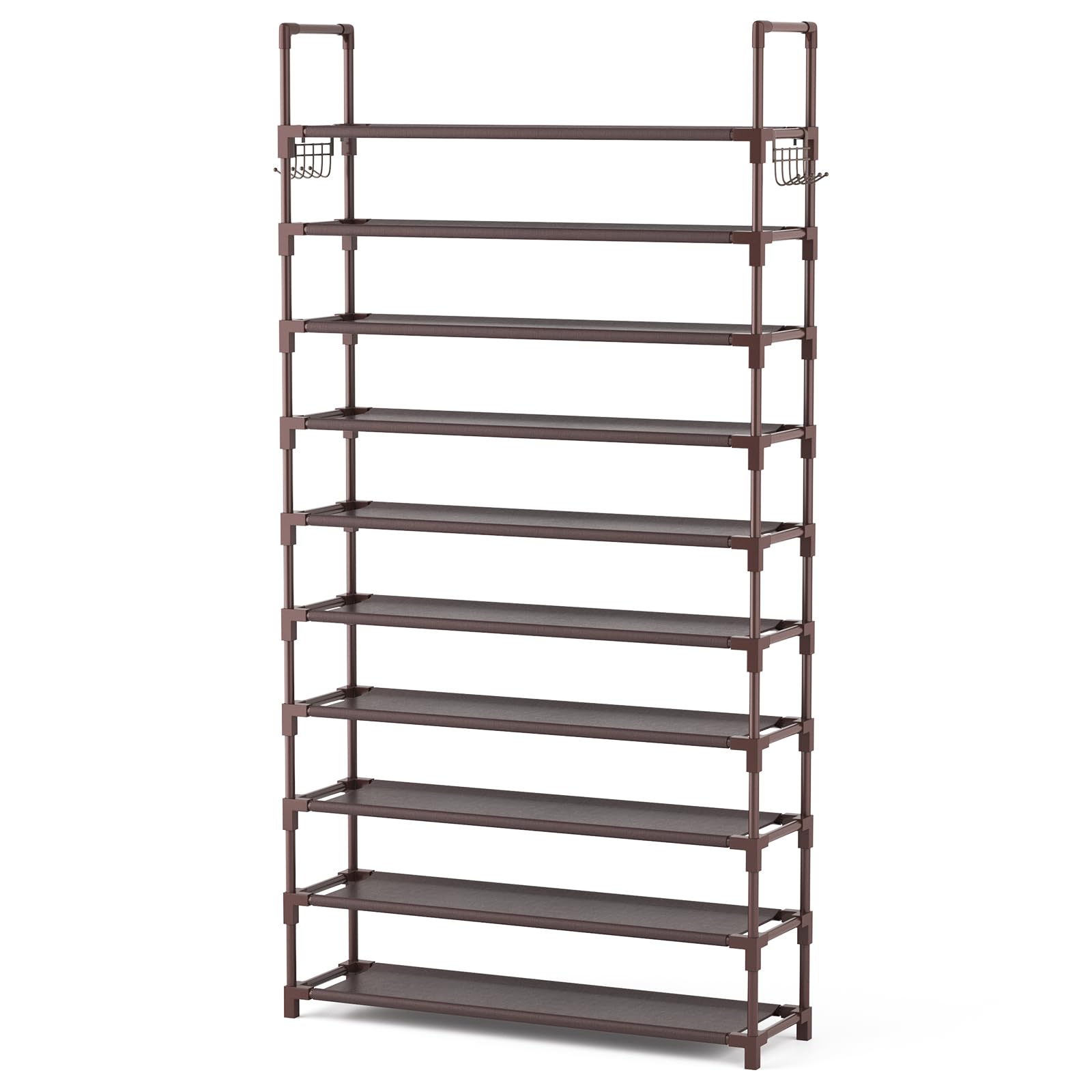 Dazzed Corner 10 Tier Shoe Rack Tall Large Capacity 50 Pair Wide Shoe ...