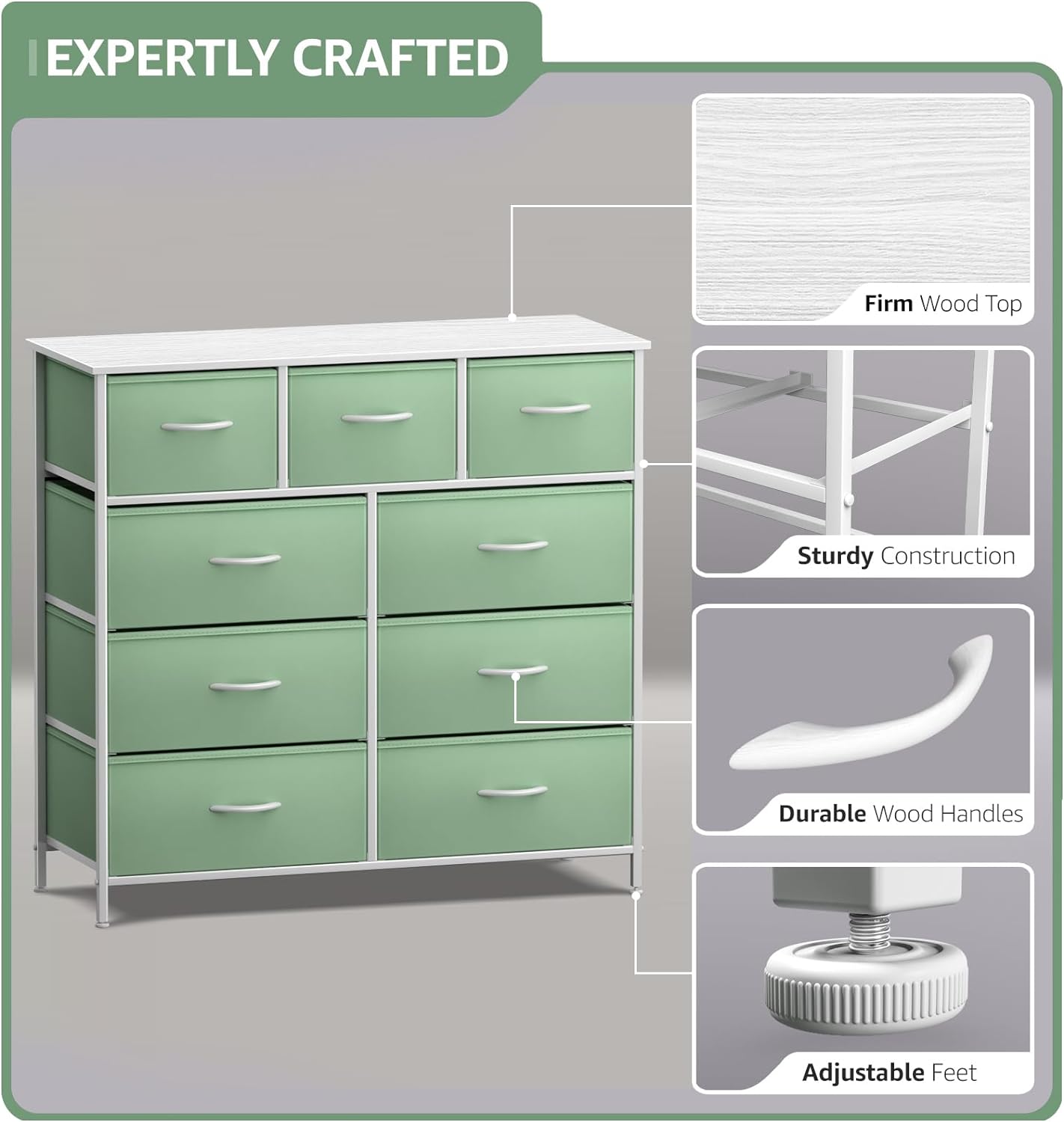 Sorbus 9 Drawers Dresser Furniture Storage for Bedroom, Closet, and ...