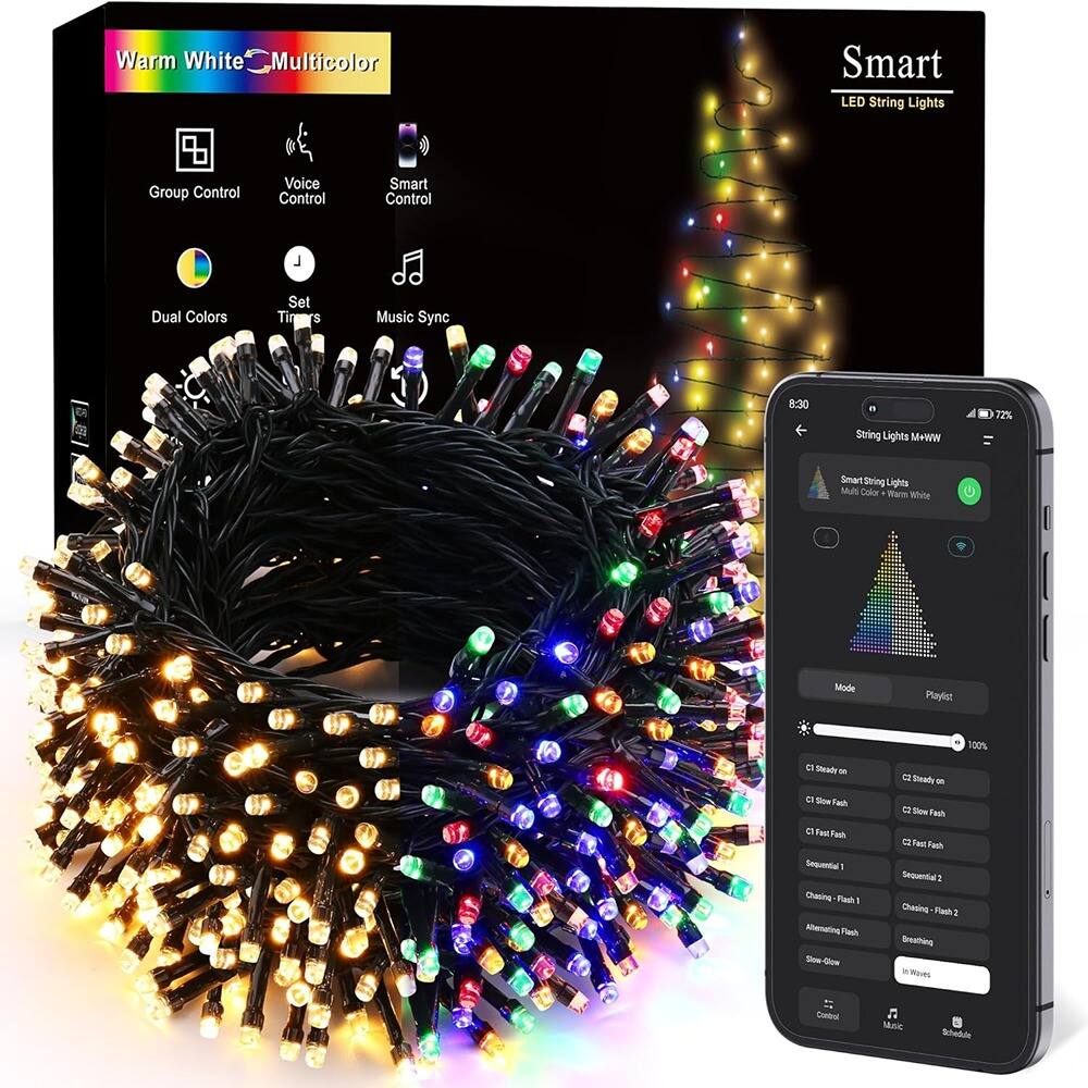 PARKER SLATER 64 foot, 500 LED, Color Changing Christmas Fairy Lights ...