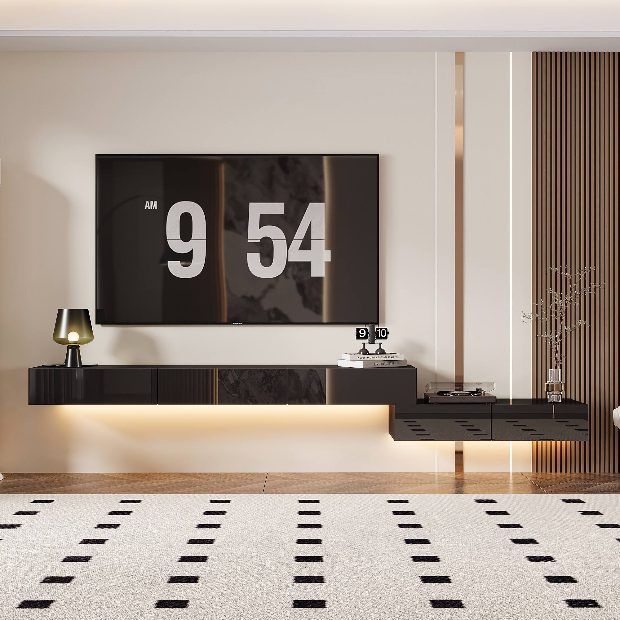 Famapy Floating TV Stand: Perfect for 60+ Inch TVs, Wall Mounted, Multi ...
