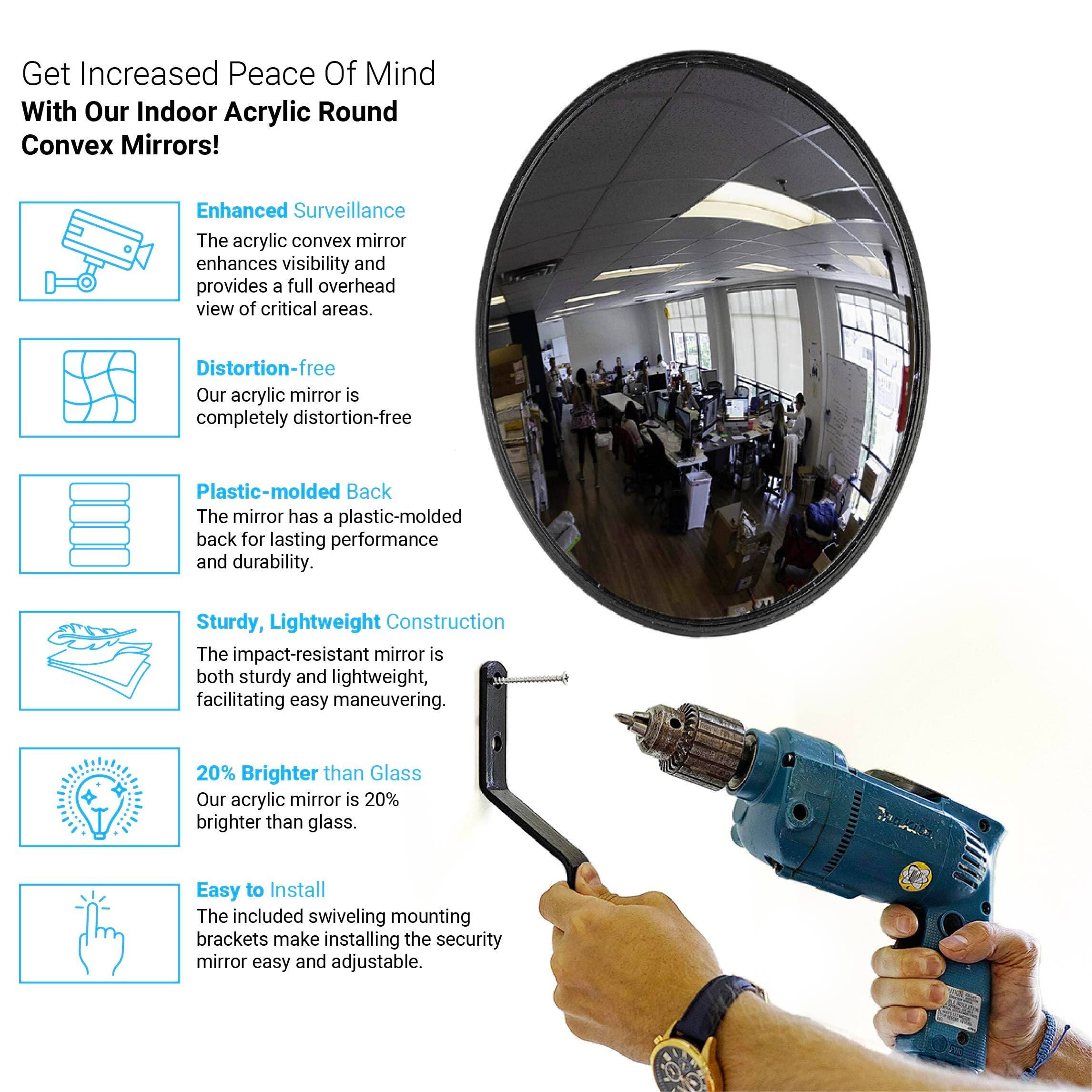 Live At Space 12" Indoor Convex Mirror With Plastic Round Security For ...