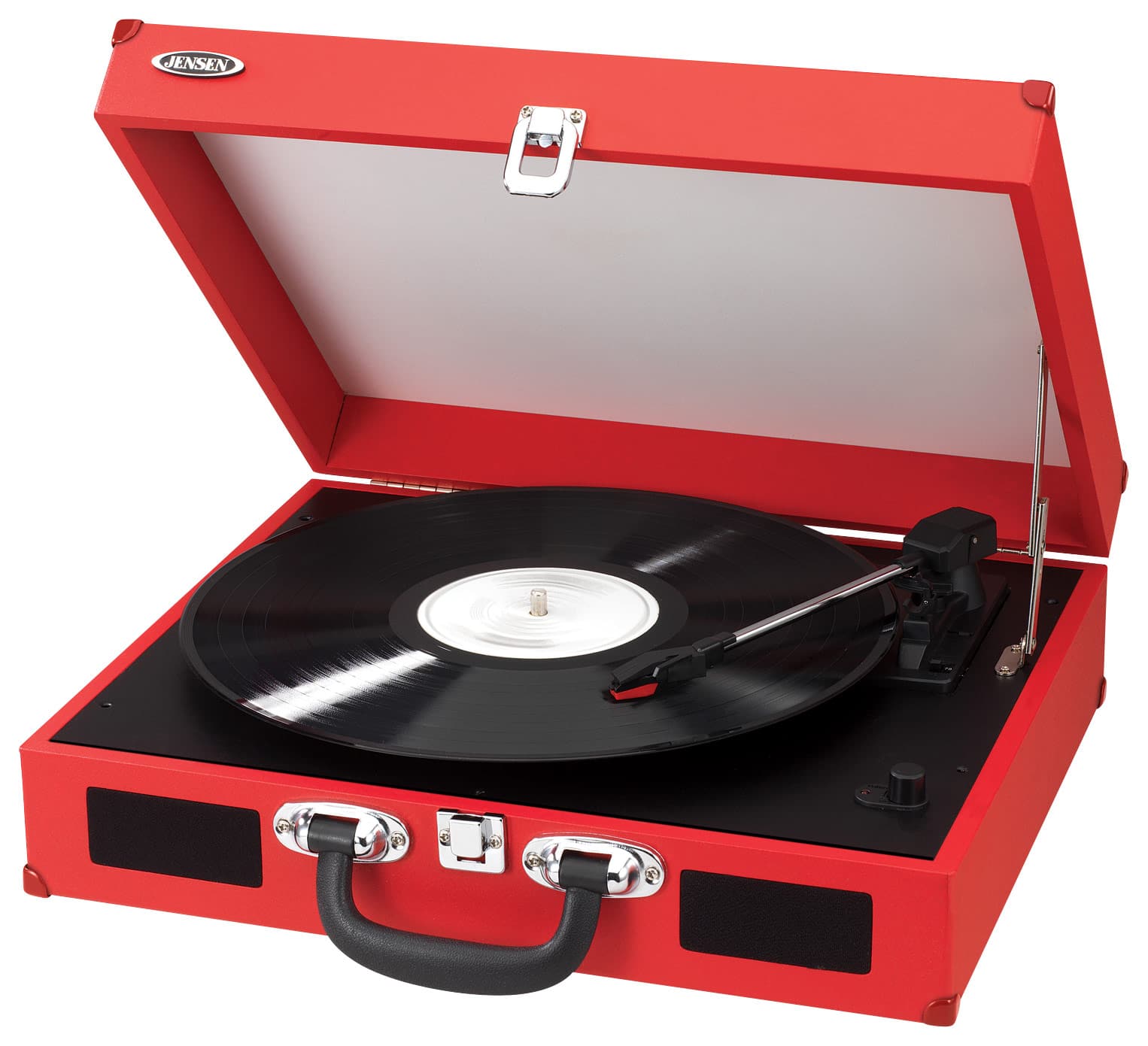 Best Buy: JENSEN Portable 3-Speed Stereo Turntable Red JTA-410-R