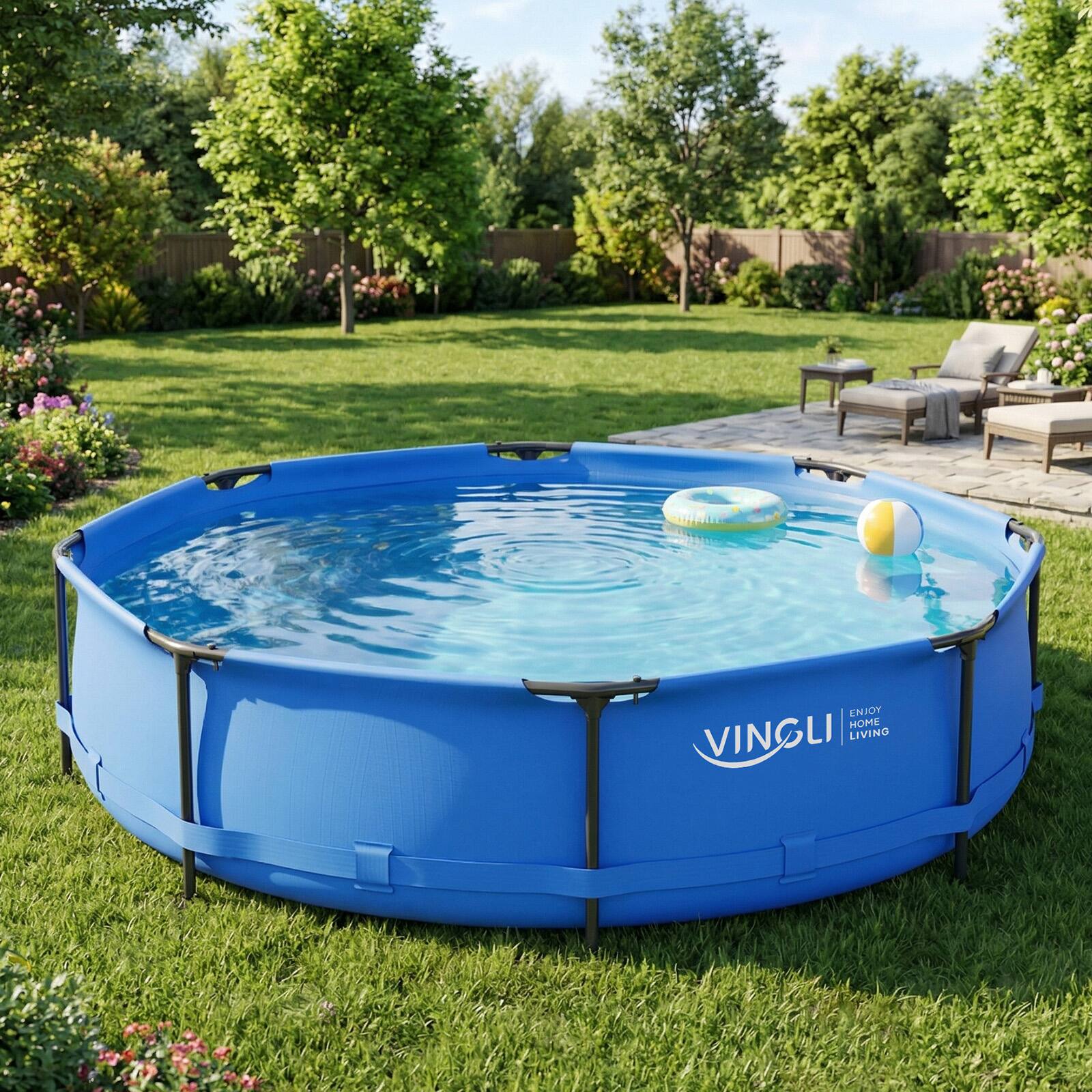 Winado 10FTx30in Portable Metal Frame Above Ground Pool, Round Steel ...