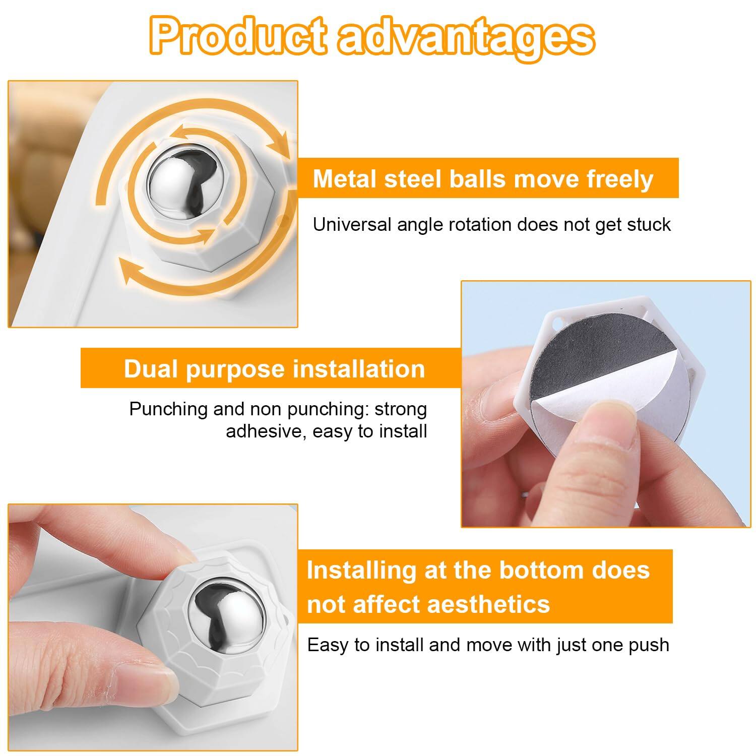 Auledio 8 Pieces Round Castors for Furniture Offering Easy and Flexible ...