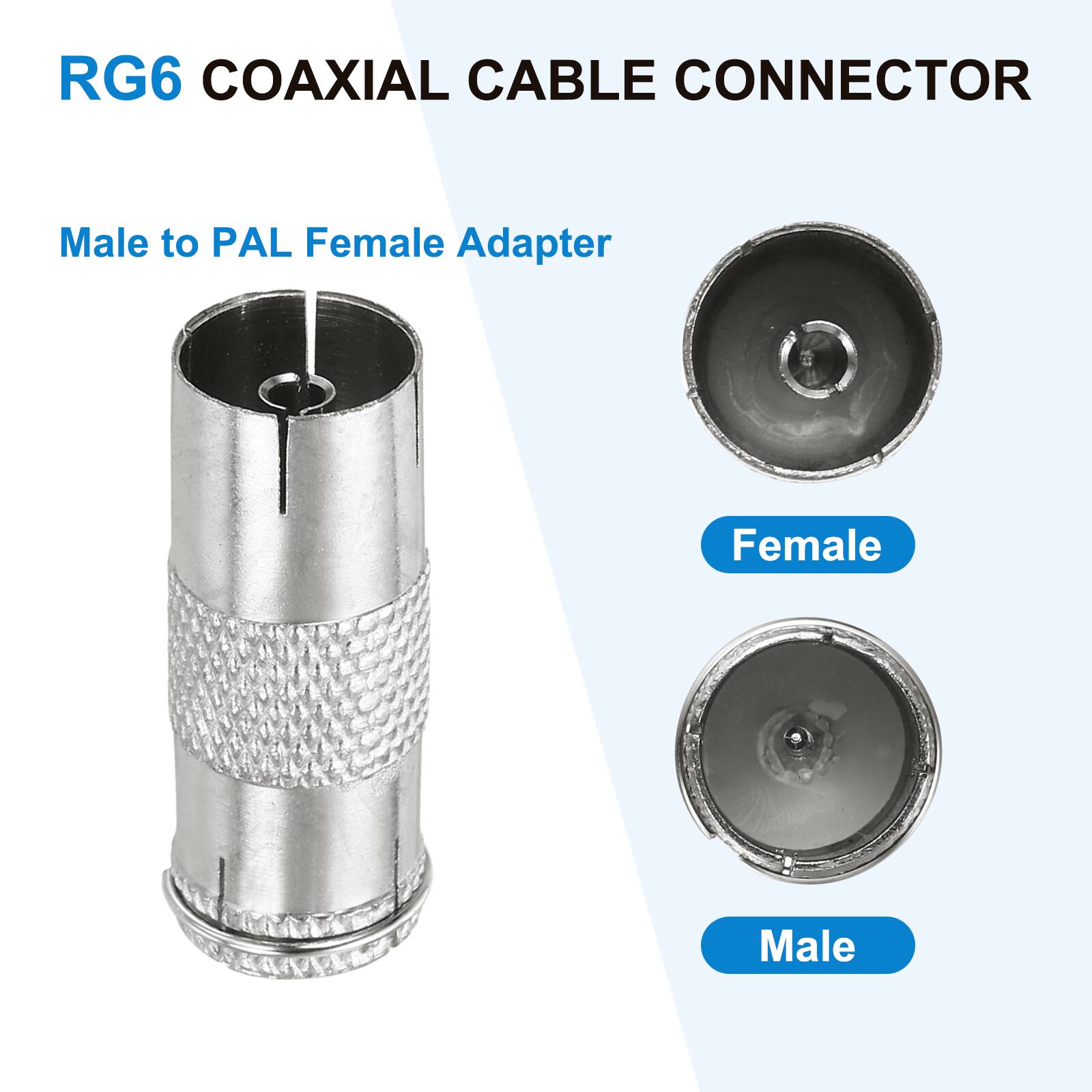 Unique Bargains 10pcs Coaxial Connector, Quick Push On Male to PAL ...