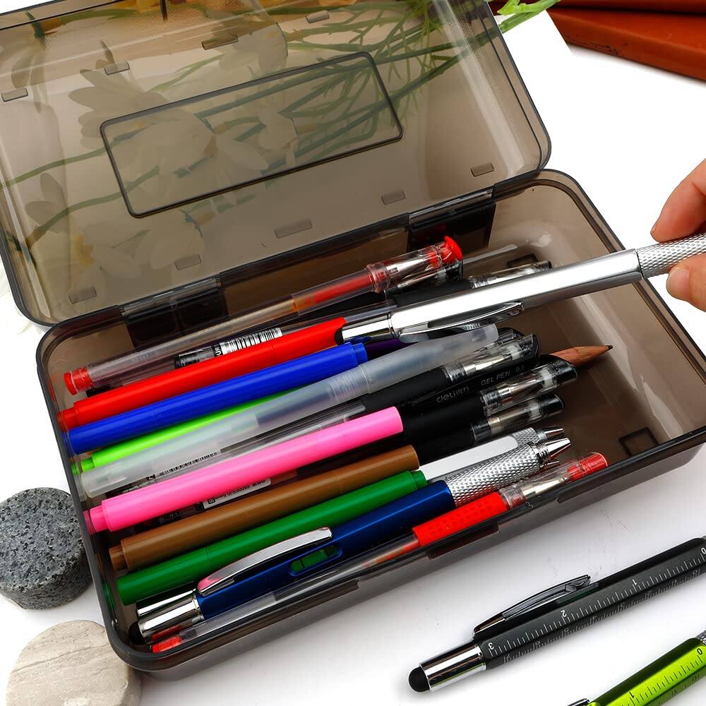 Dapper Styles Pencil Box Capacity Case Hard Crayon With Lid Stackable ...