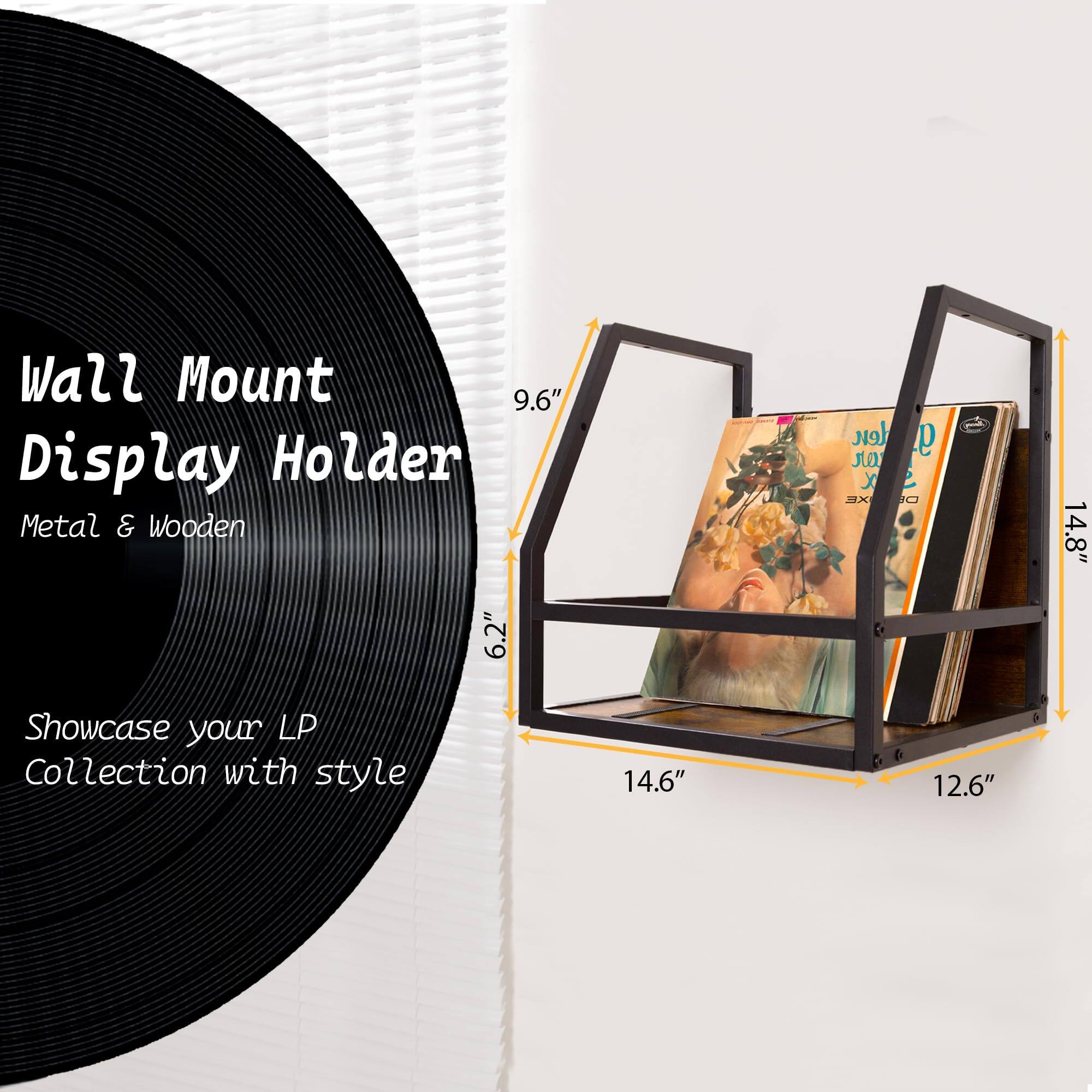 Dapper Styles 2 In 1 Vinyl Record Storage Crate Wood Lp Holder Wall ...