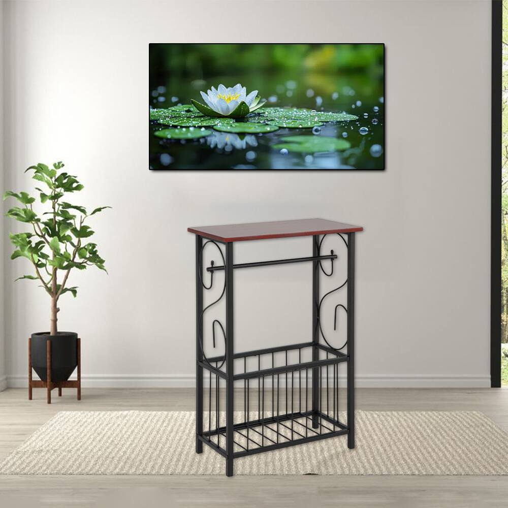 Hivvago Slim End Table with Detachable Paper Holder for Living Room or ...