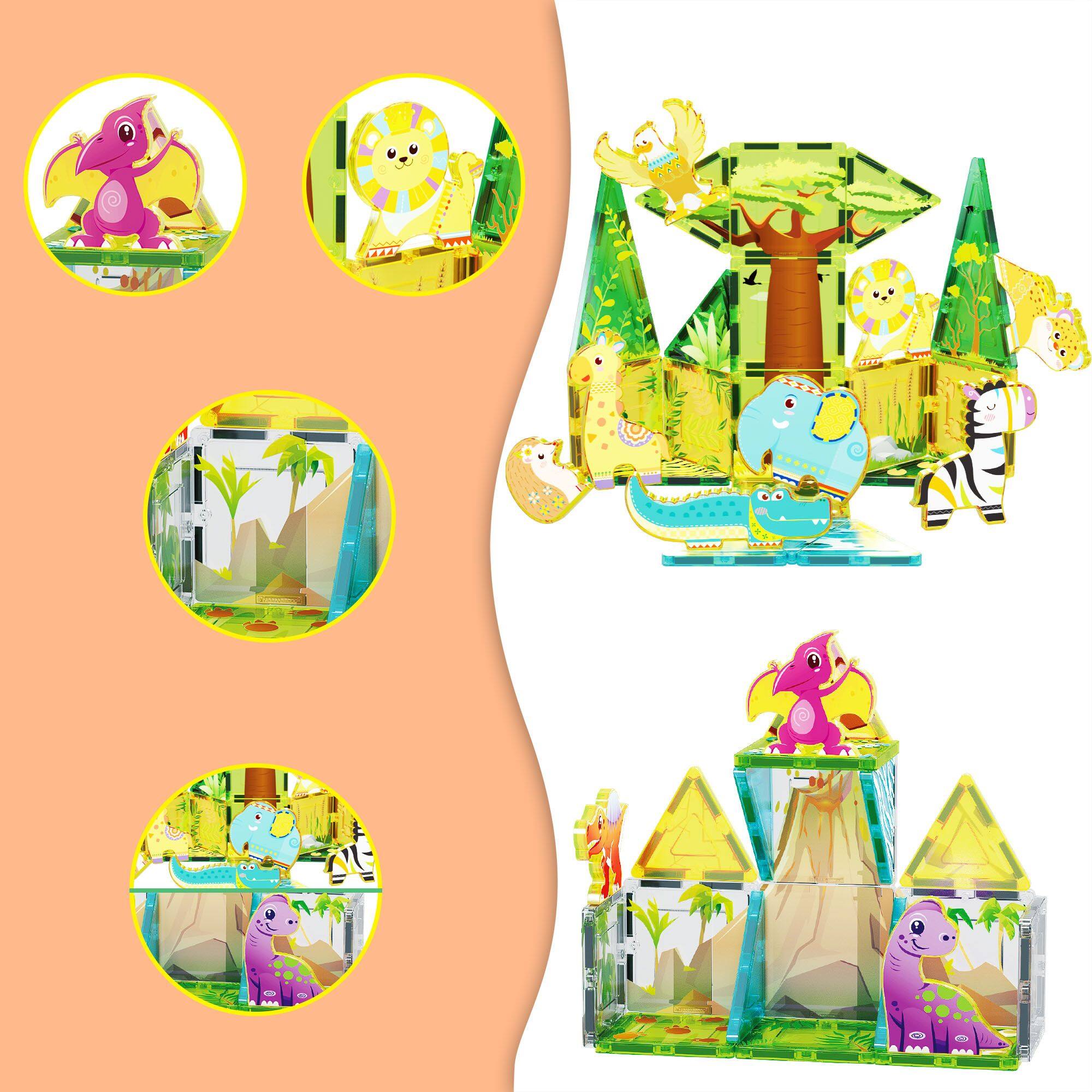 PicassoTiles PICASSO TILES Magnetic Tiles for Kids – Safari Animals ...