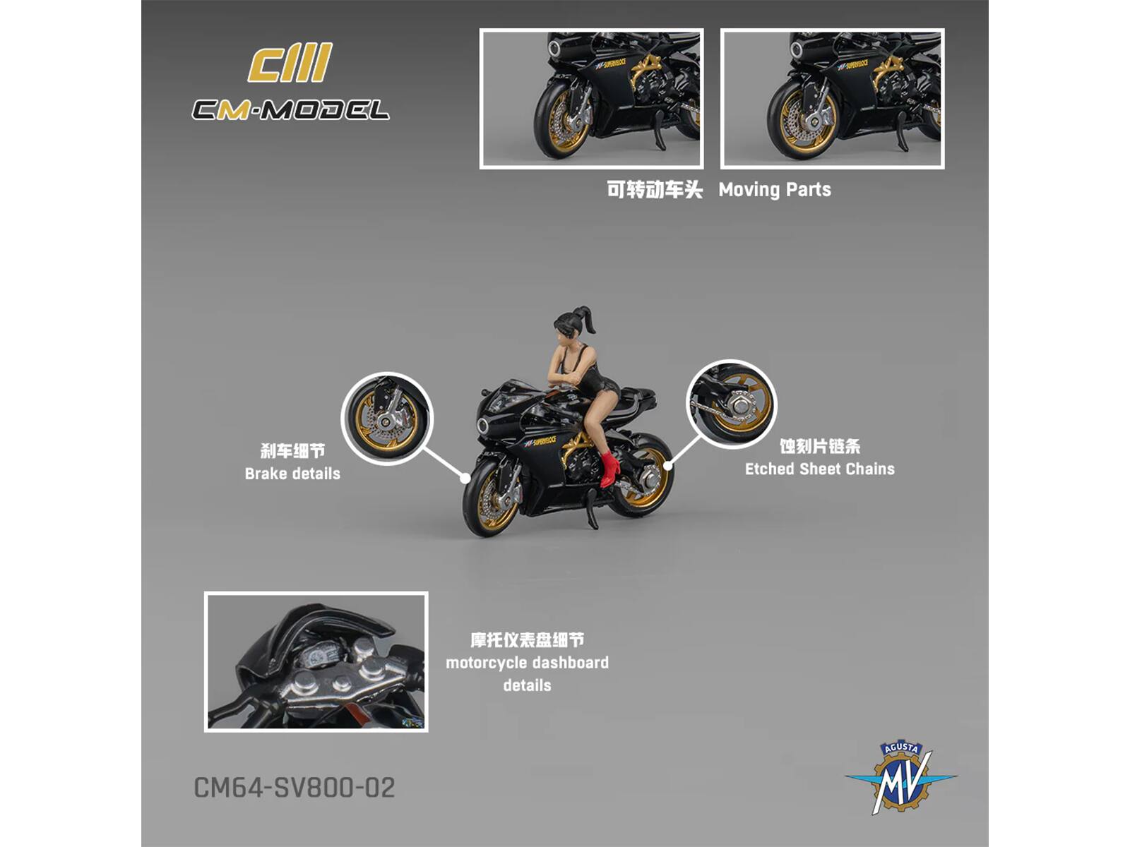 CM Models MV Agusta Superveloce 800 Motorcycle Black and Gold with ...