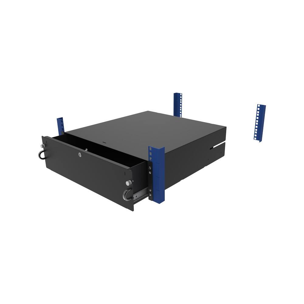RackSolutions 3U Lockable Rackmount Drawer, 18 Deep with Optional Rear Bracket, 100 lb Capacity ...