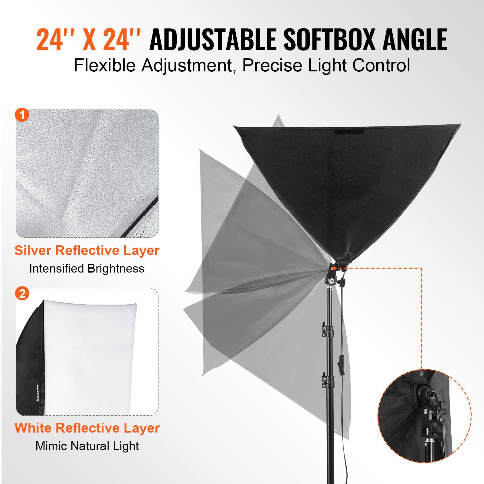 VEVOR Softbox Lighting Kit, 24" x 24", Professional Softbox with 30W ...