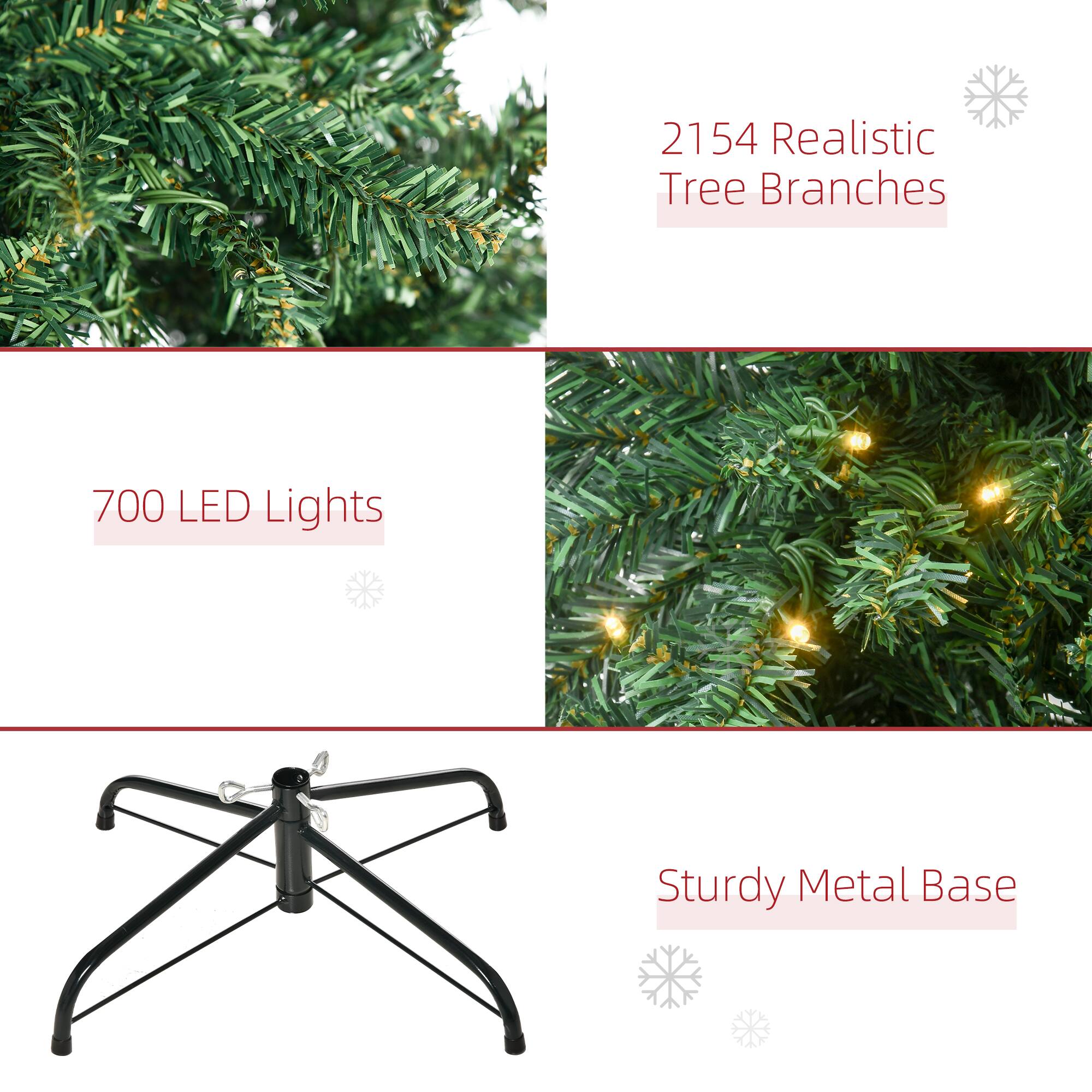 Homcom Prelit Full Douglas Fir Artificial Christmas Tree with 700 Warm ...