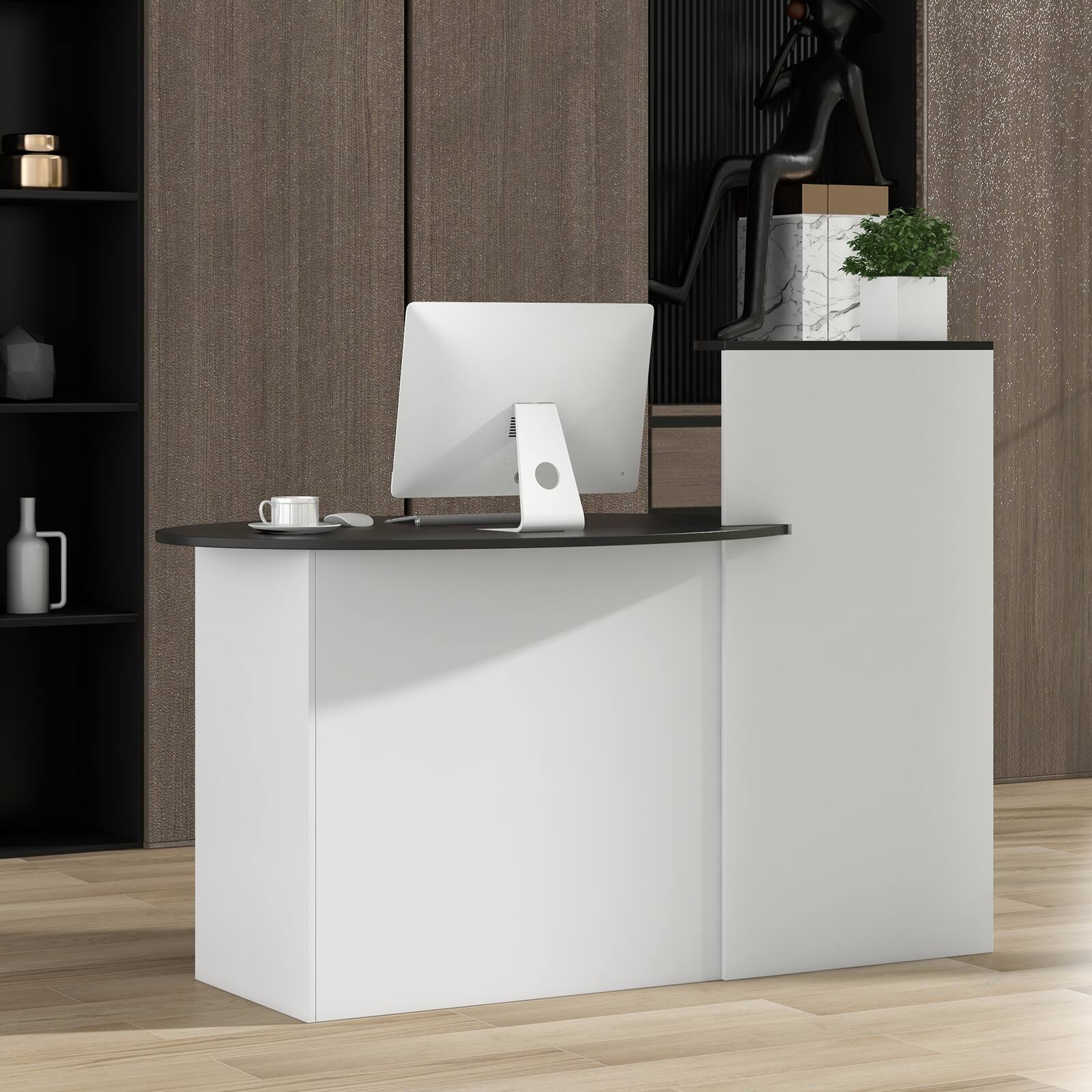 SlickBlue Modern Reception Desk Front Counter with Oval Tabletop for ...