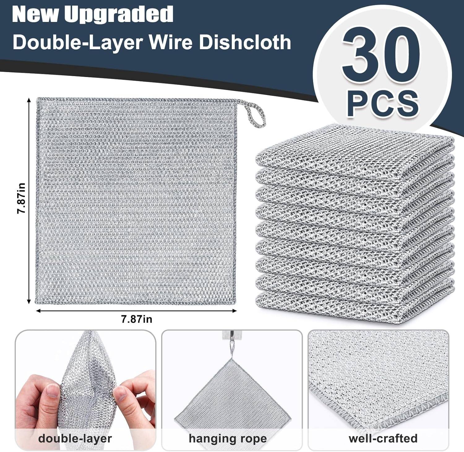 Auledio 30Pcs New Upgrade Steel Wire Dishcloth,Double Layer Wire ...