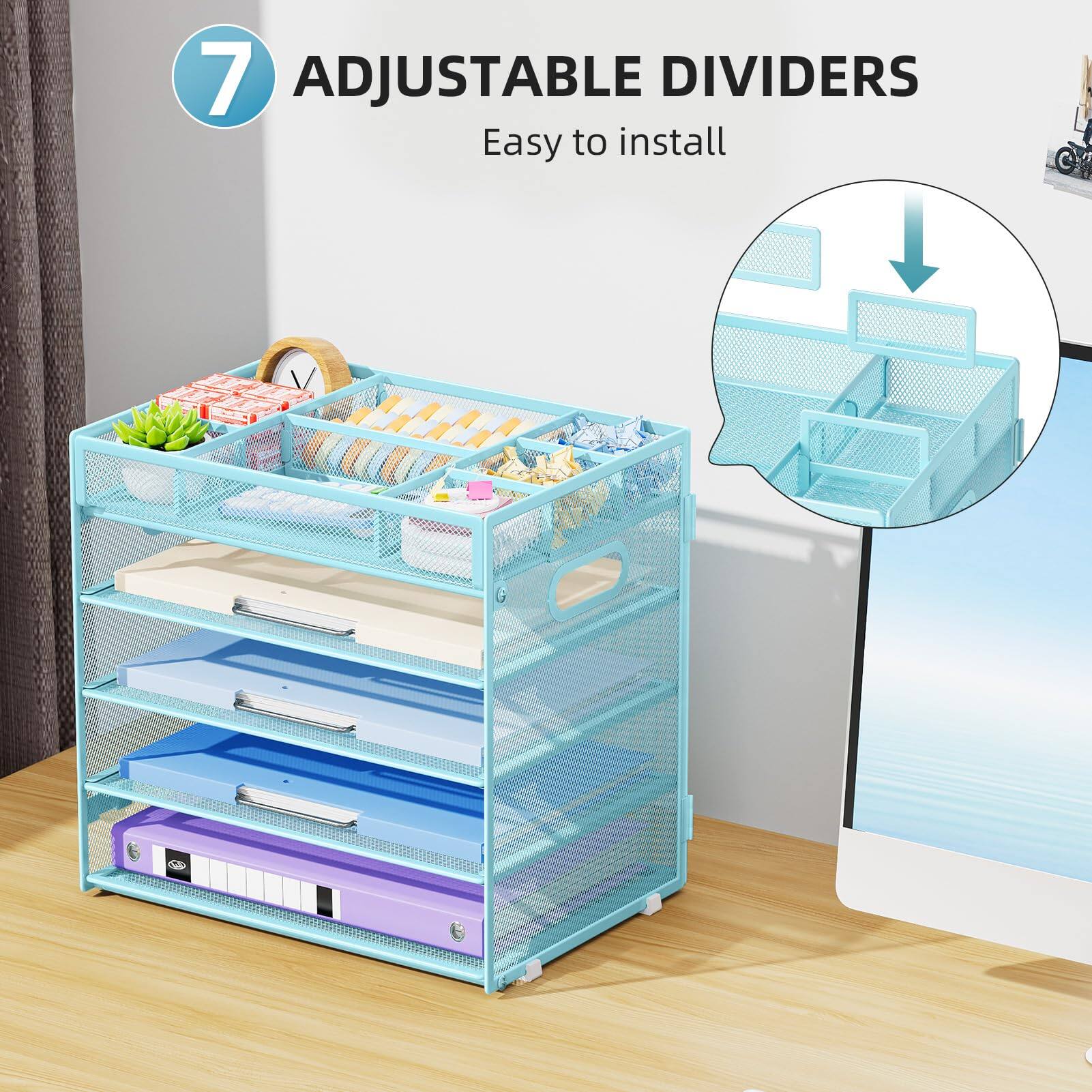 Paradigms Interiors 5 tier Letter Tray Paper Organizer With Handle ...