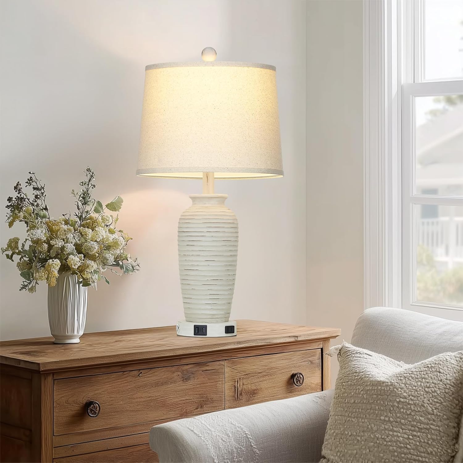 The Best Inks White Table Lamp lamp Touch USB LED Retro Farmhouse Lamps ...