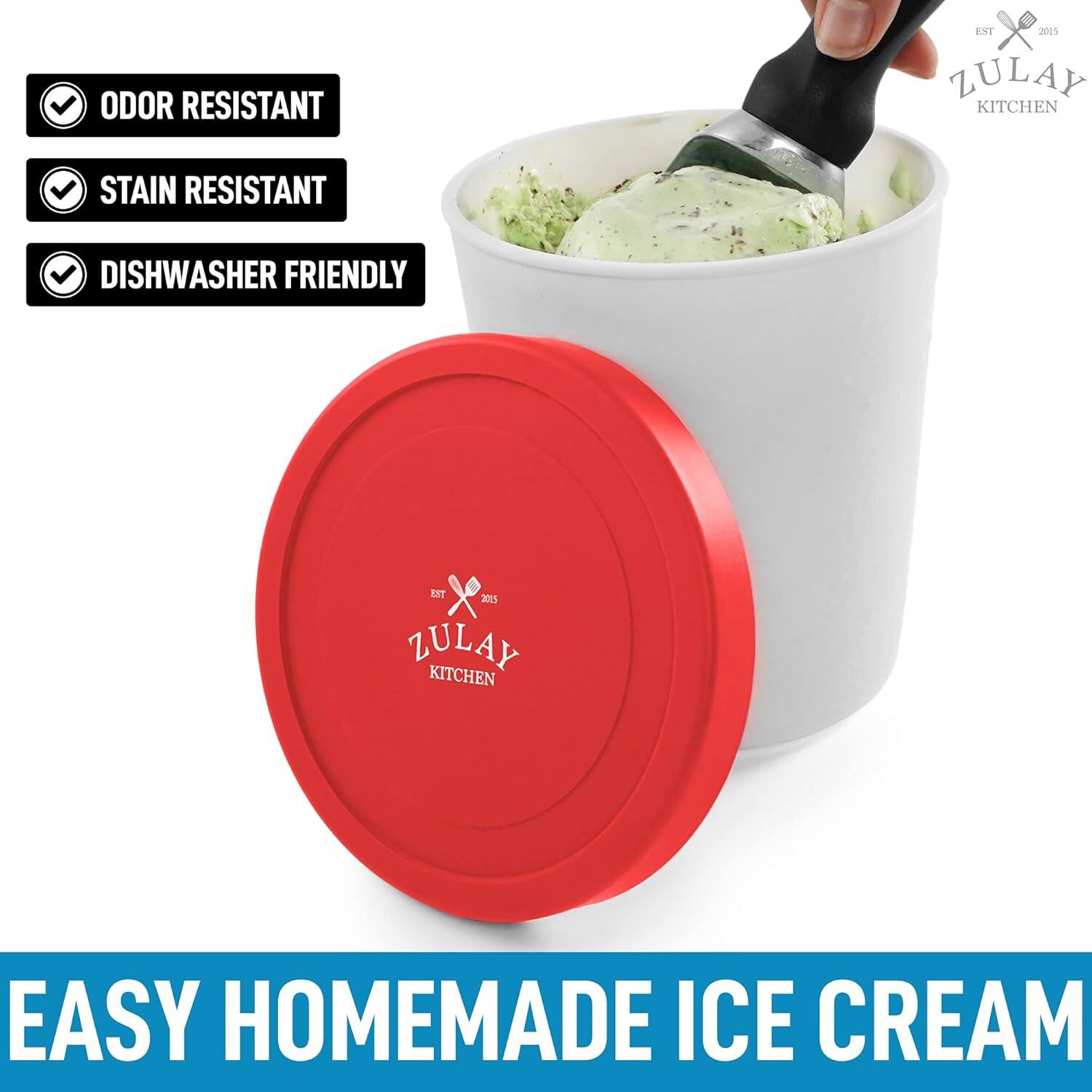 Zulay Kitchen Large Ice Cream Containers For Homemade Ice Cream ...