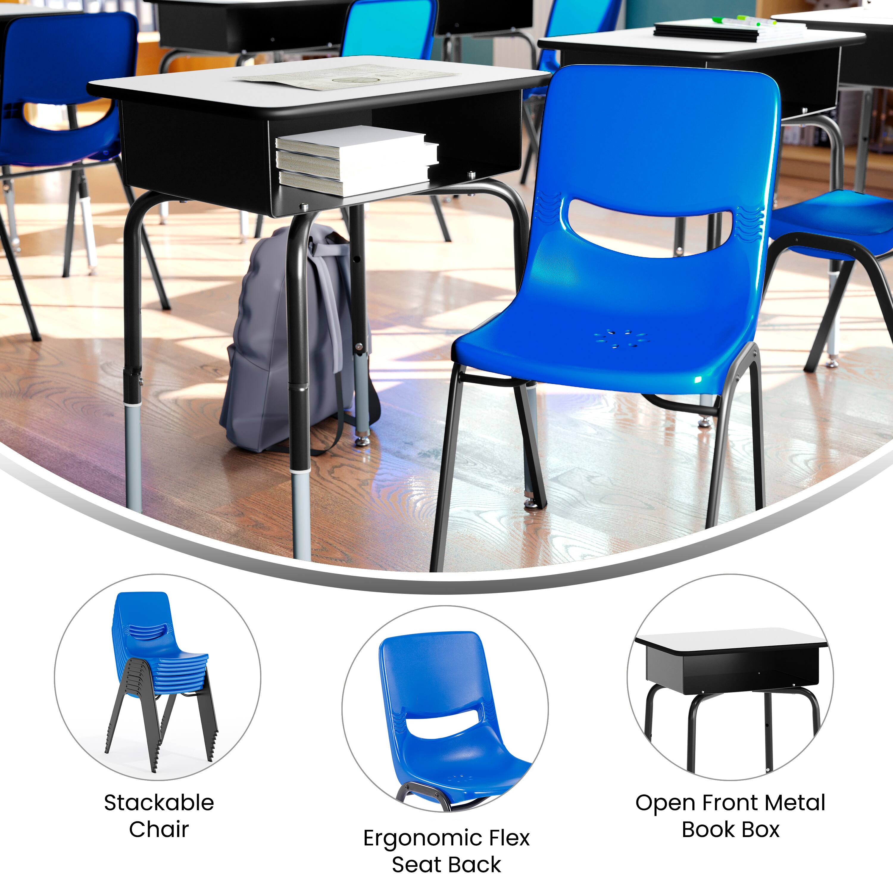 Emma + Oliver Jacobs Desk/Chair Set with Metal Open Front Storage Box ...