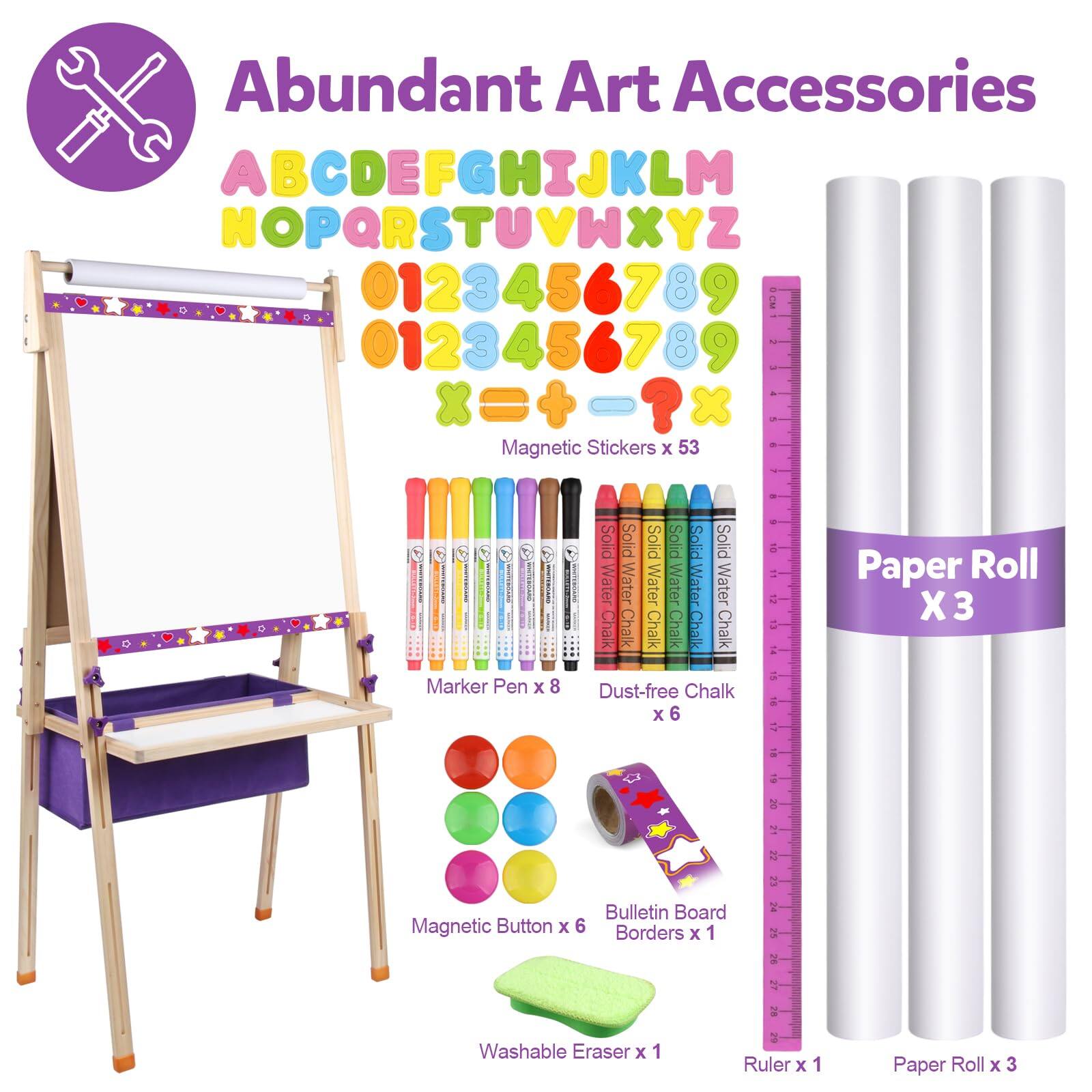 PARKER SLATER Art Easel For Ages 4 8 Whiteboard & Chalkboard With 3 ...