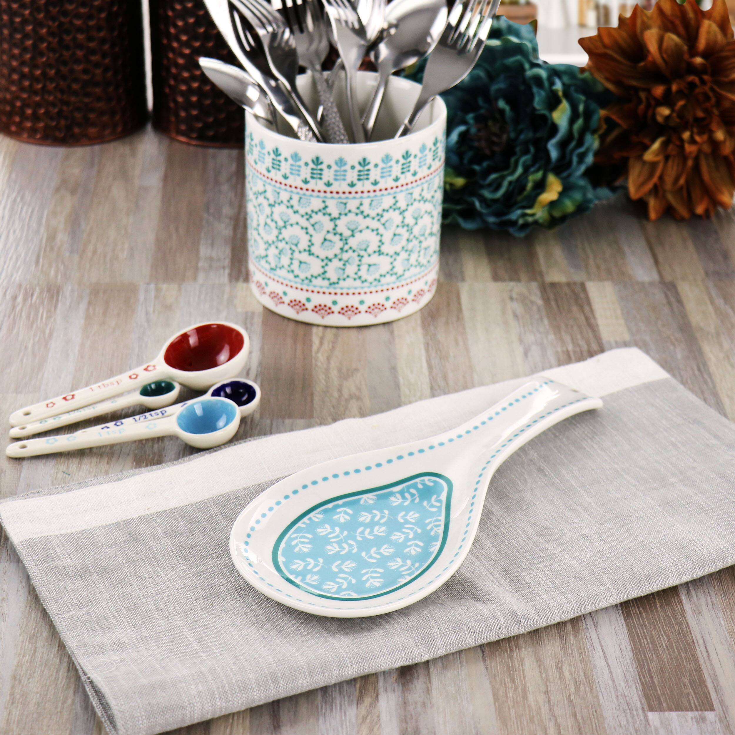 Gibson Home Village Vines Fine Ceramic Spoon Rest Blue 310118960M ...