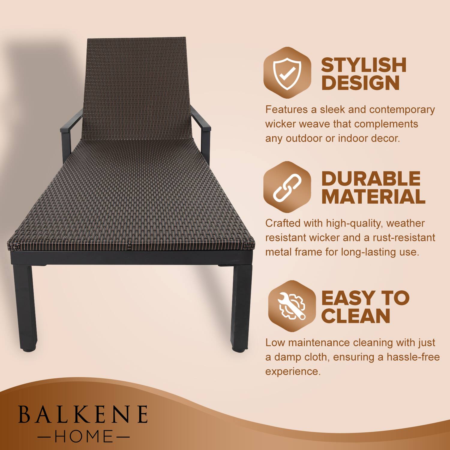 Balkene Home Biscayne Wicker Chaise Set Set of 2 Brown, Black 65465 ...