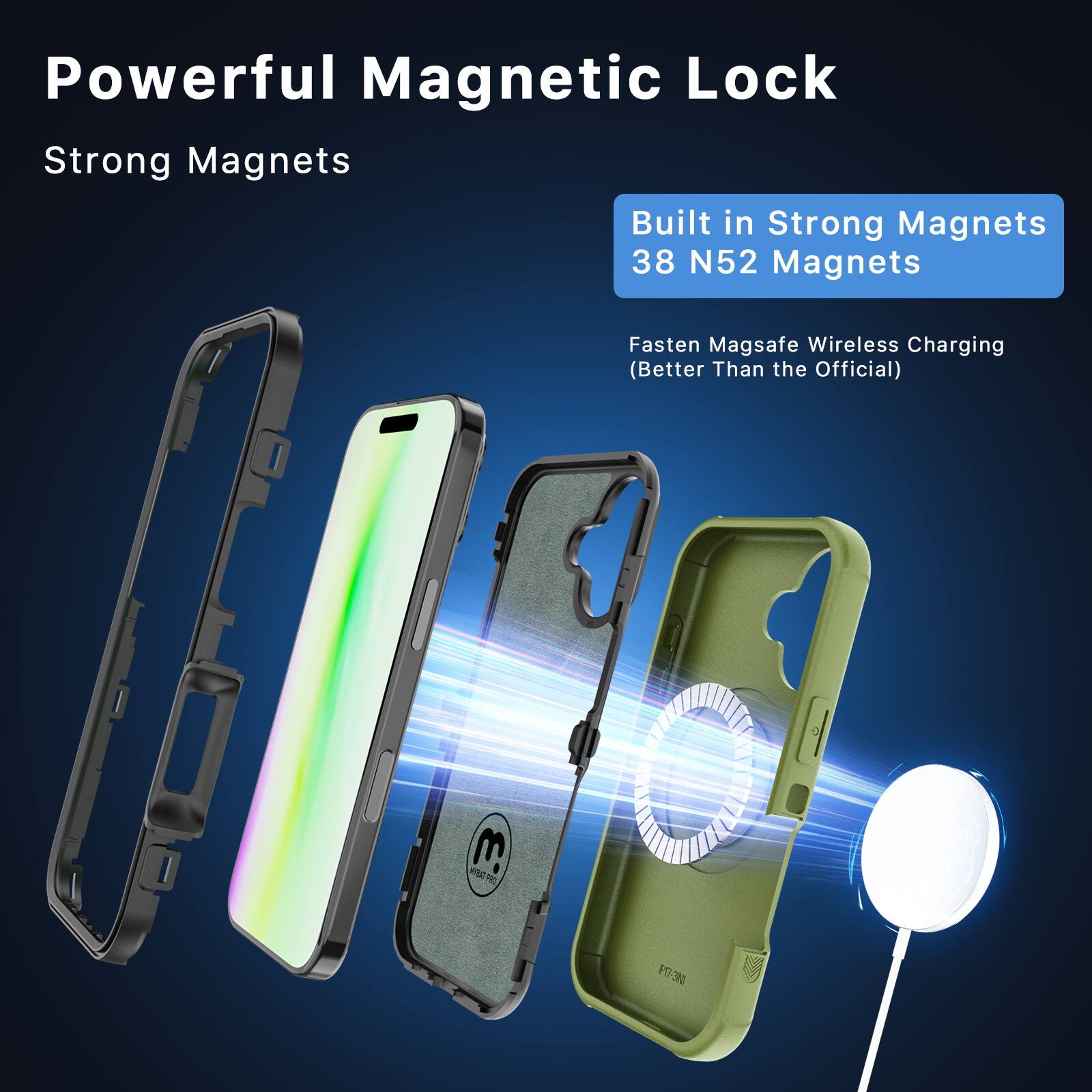 Mybat Pro Maverick Series MagSafe Case w/ Holster and Tempered Glass ...