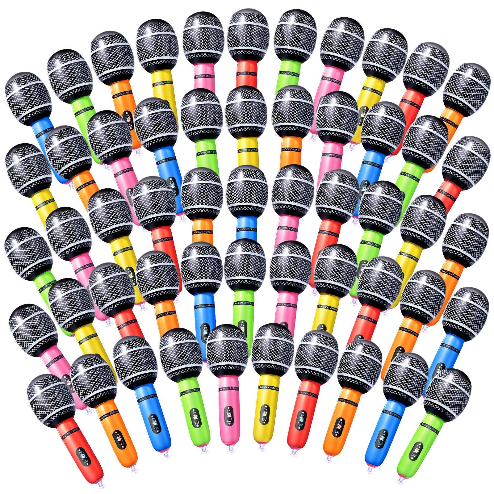 Dazzling Pops 72 Inflatable Microphones Assorted Colors Microphone ...