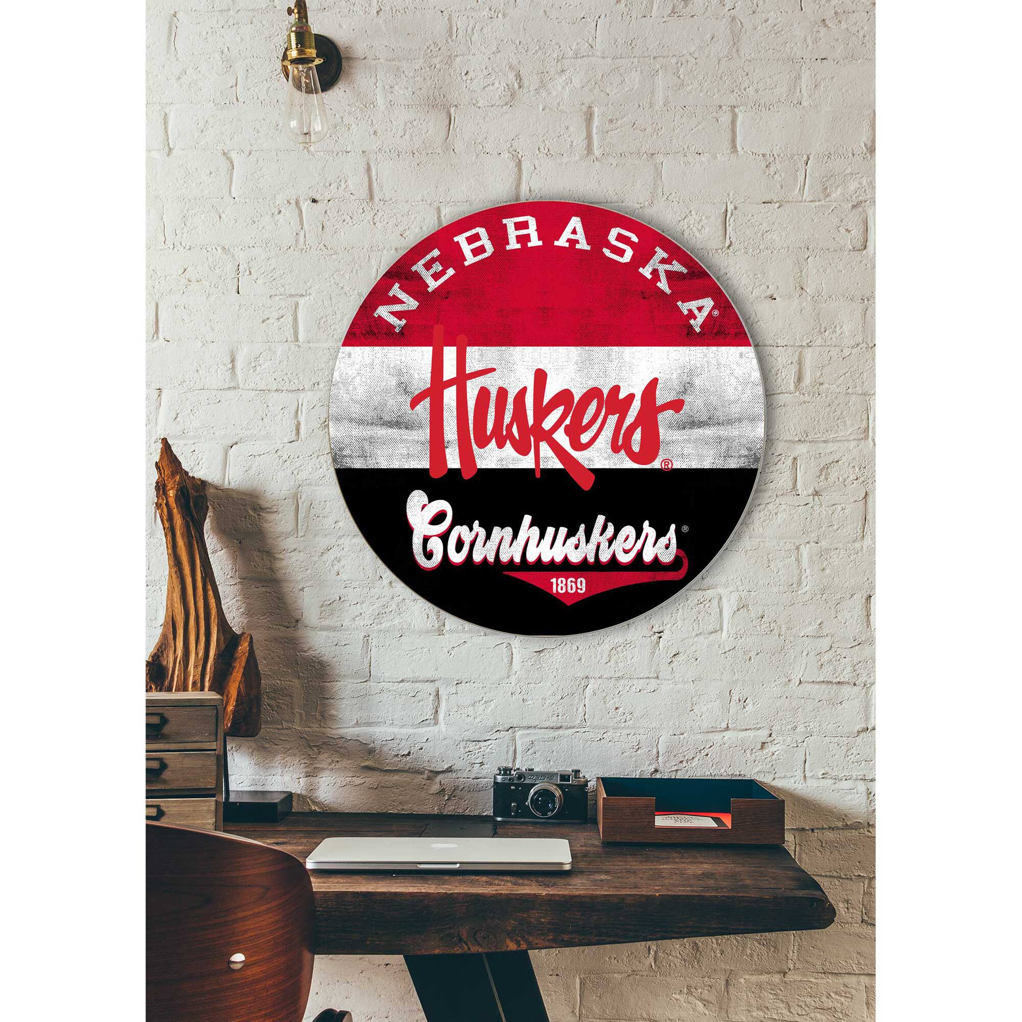 Jardine Nebraska Huskers 20'' x 20'' Retro Logo Circle Sign Red 4939635 ...