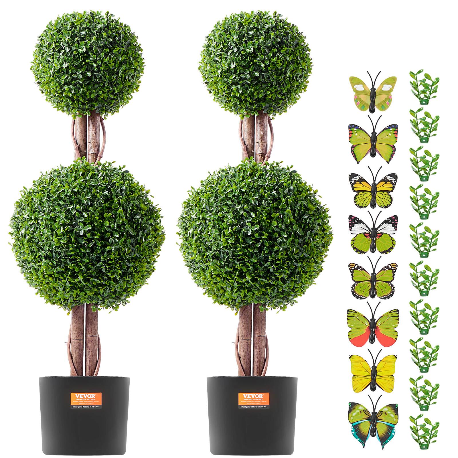 VEVOR Artificial Boxwood Topiary Tree, 36 inch Tall (2 Pieces), Double ...